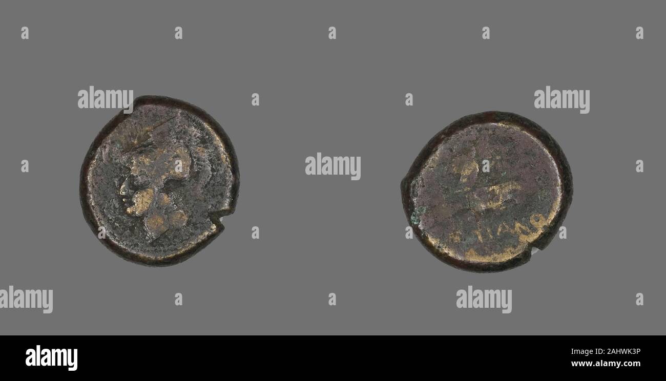 Ancient Greek. Coin Depicting the Goddess Athena. 300 BC–268 BC. Greece ...