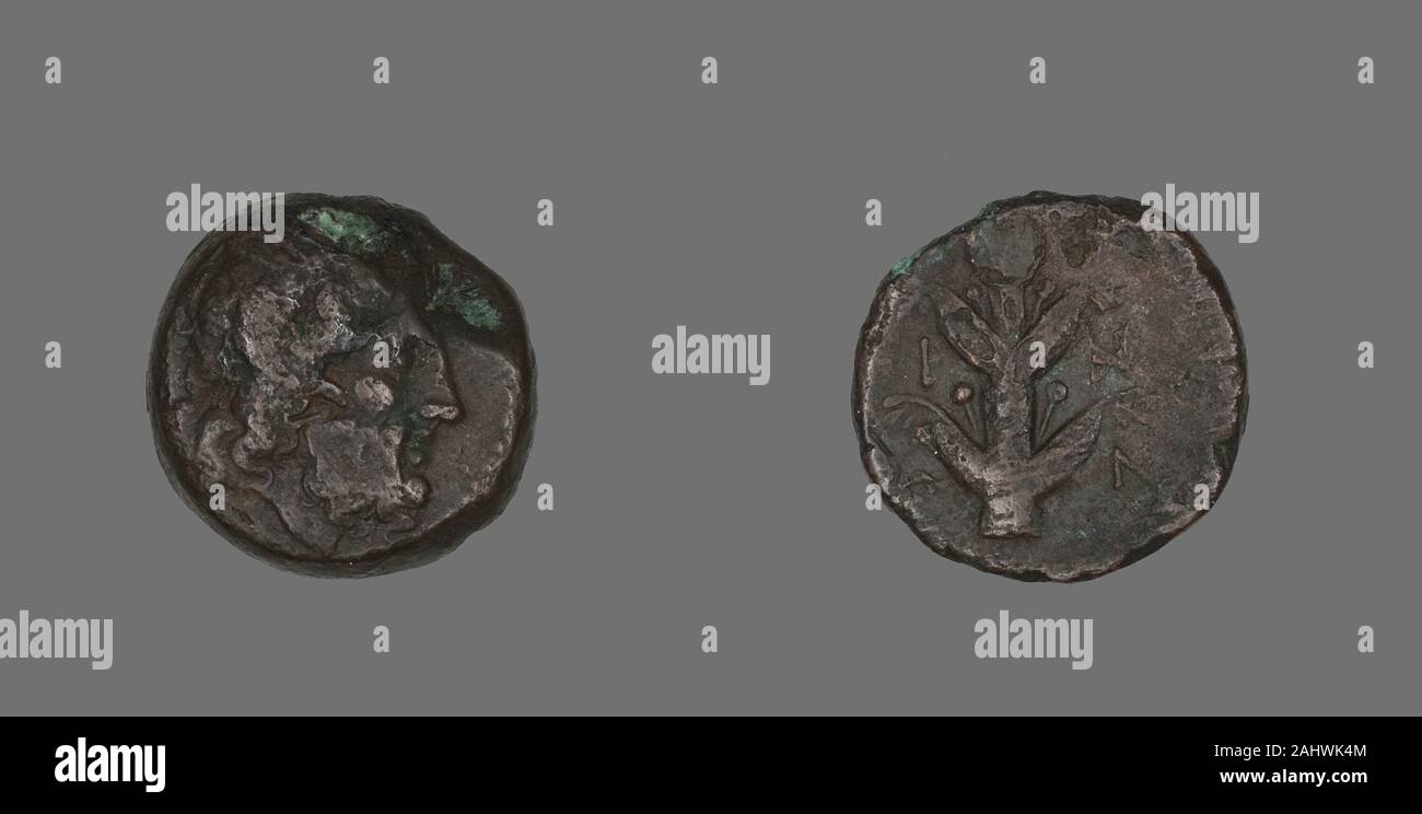 Ancient Greek. Coin Depicting the God Zeus Ammon. 247 BC–221 BC. Cyrene ...