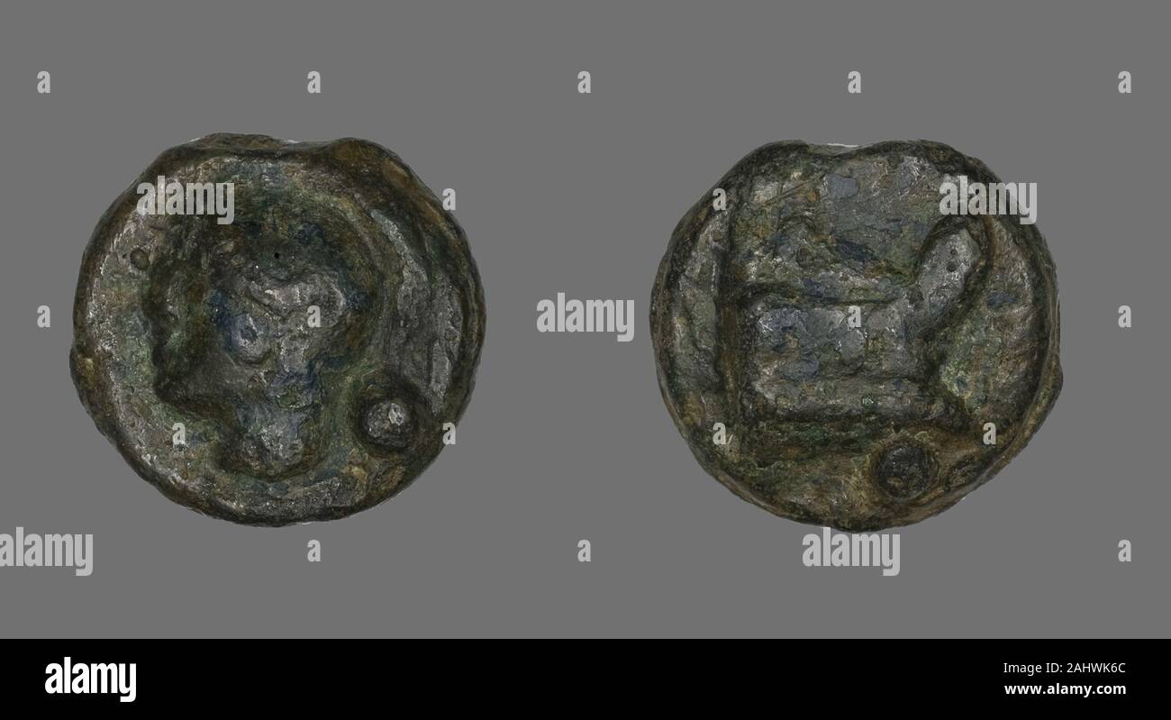 Ancient Roman. Coin Depicting the Goddess Roma. 225 BC–217 BC. Italy ...