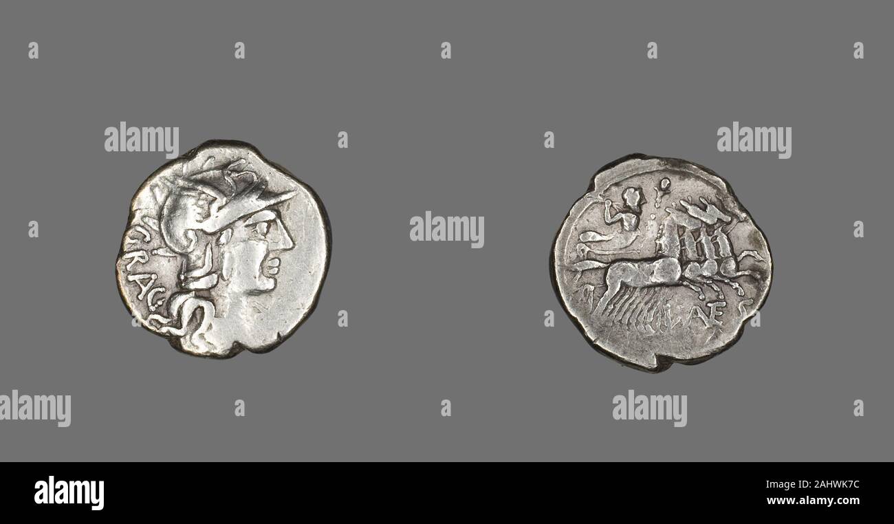 Ancient Roman. Denarius (Coin) Depicting the Goddess Roma. 136 BC ...