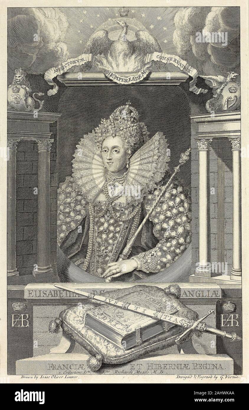 George Vertue. Queen Elizabeth I. 1732. England. Engraving in black on ...