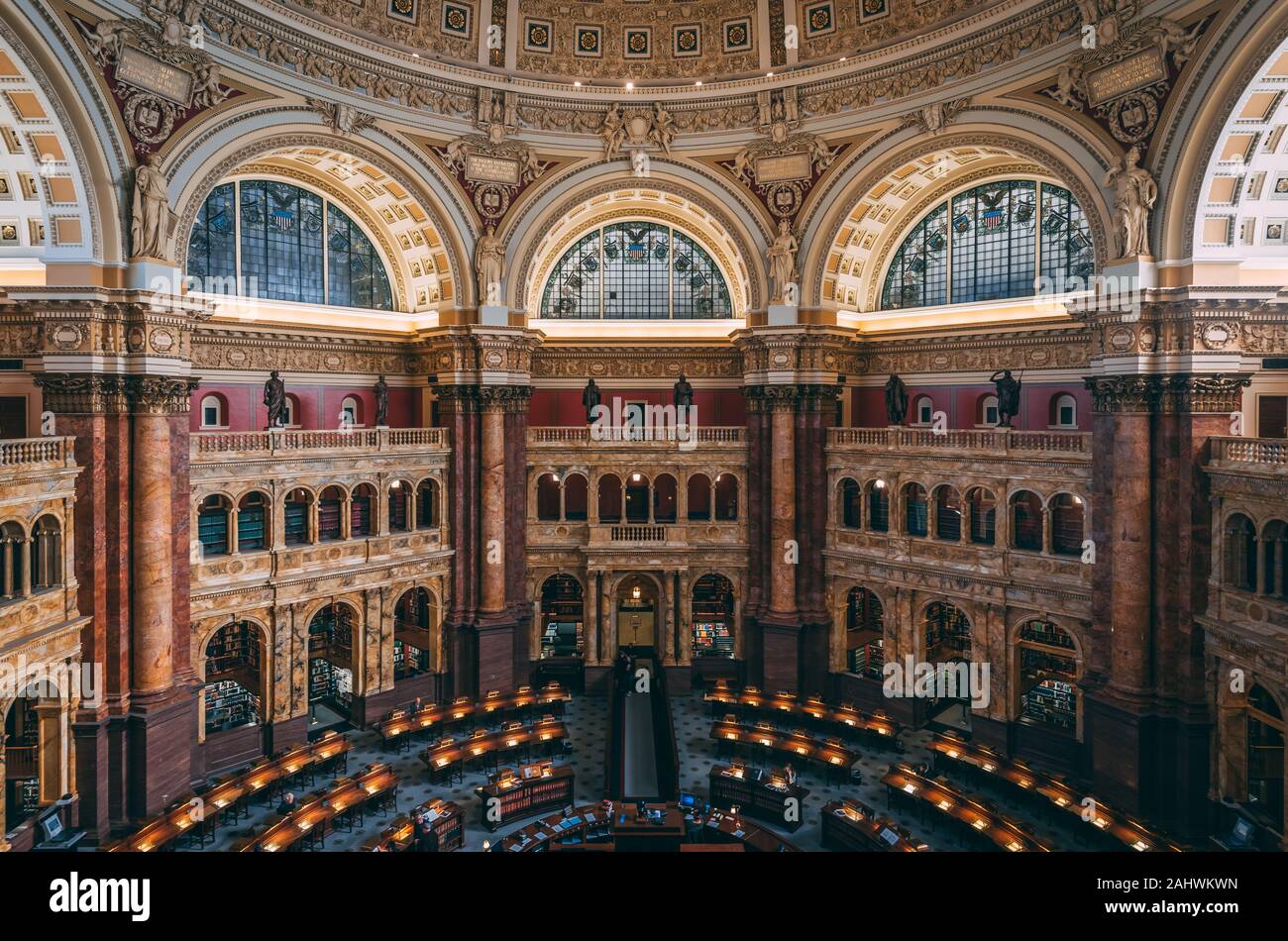 The Library of Congress Main Reading Room, in Washington, DC Stock ...