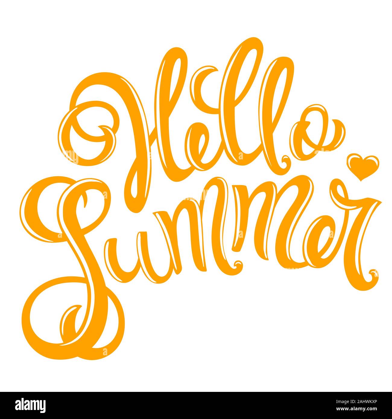 Hello summer, hand drawn lettering . Vector illustration Stock Vector ...