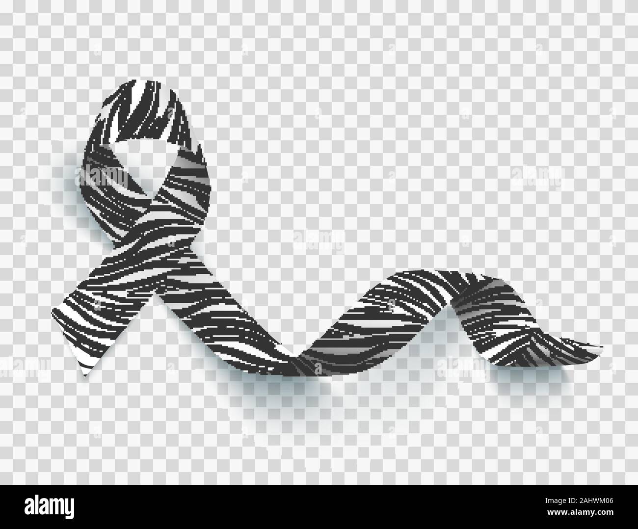 Symbol of rare disease awareness day, realistic ribbon with zebra-print ...