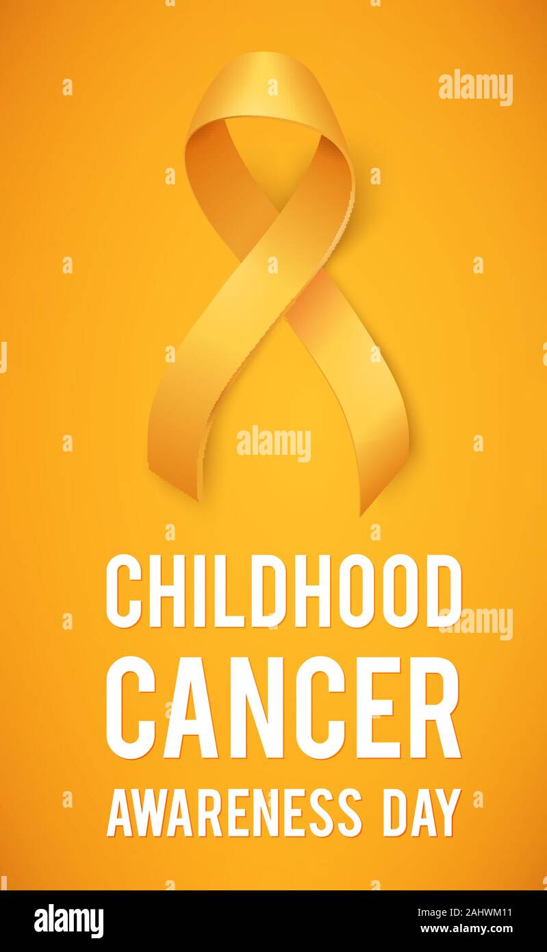 Realistic gold ribbon, childhood cancer awareness symbol, vector ...