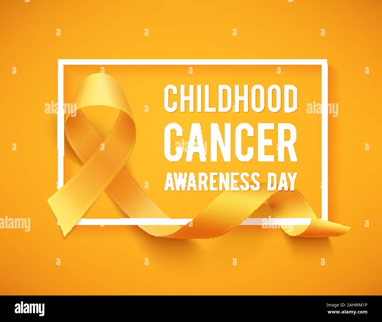 Realistic gold ribbon, childhood cancer awareness symbol, vector ...