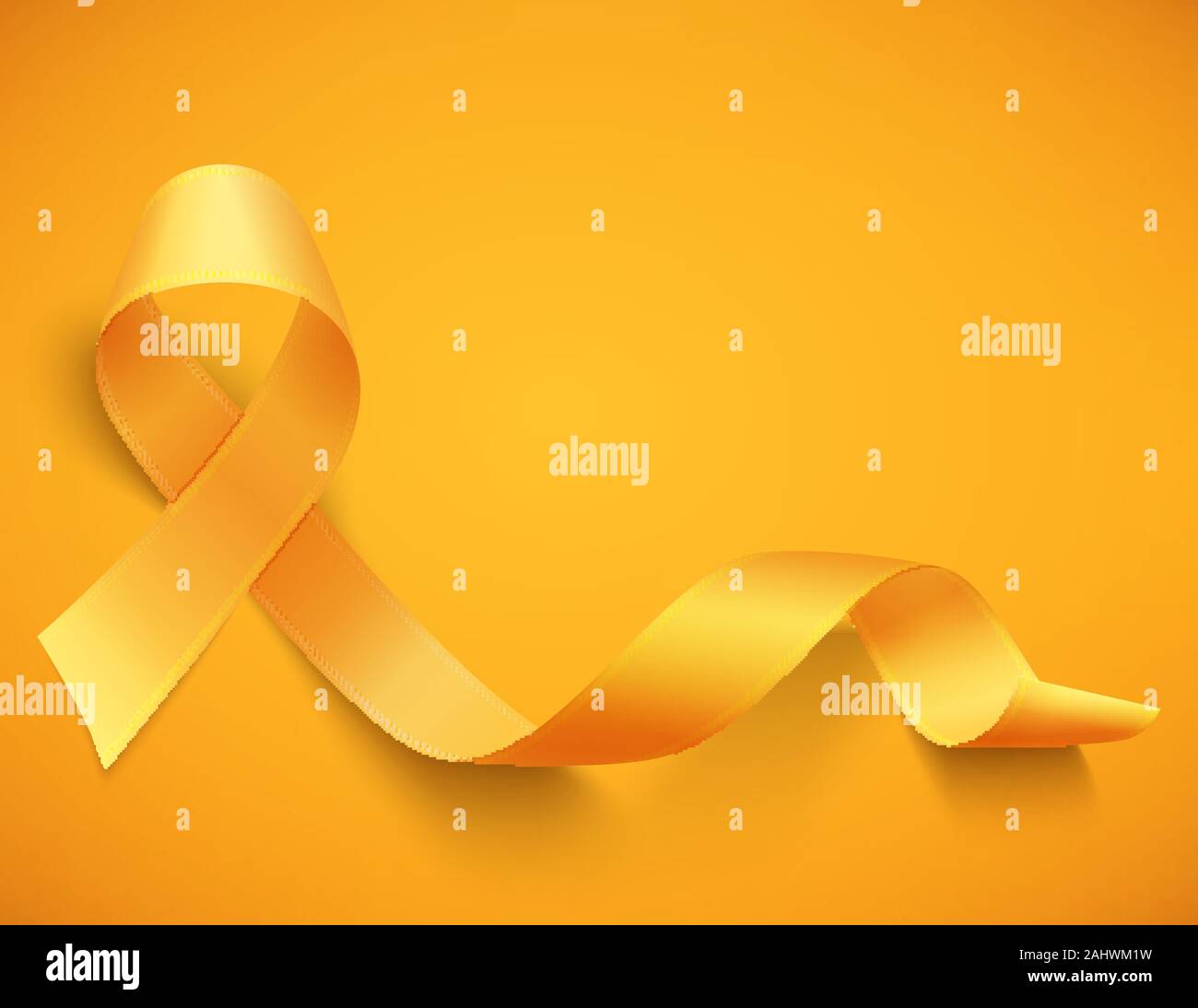 Realistic gold ribbon, childhood cancer awareness symbol, vector ...