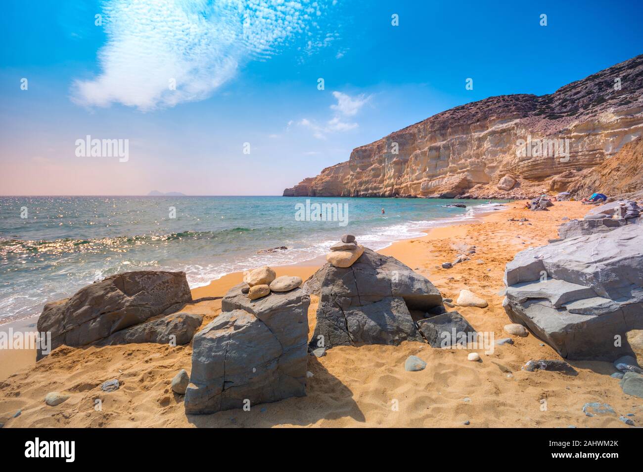 Kokini ammos the unique nudist beach near Matala, Crete, Greece Stock ...