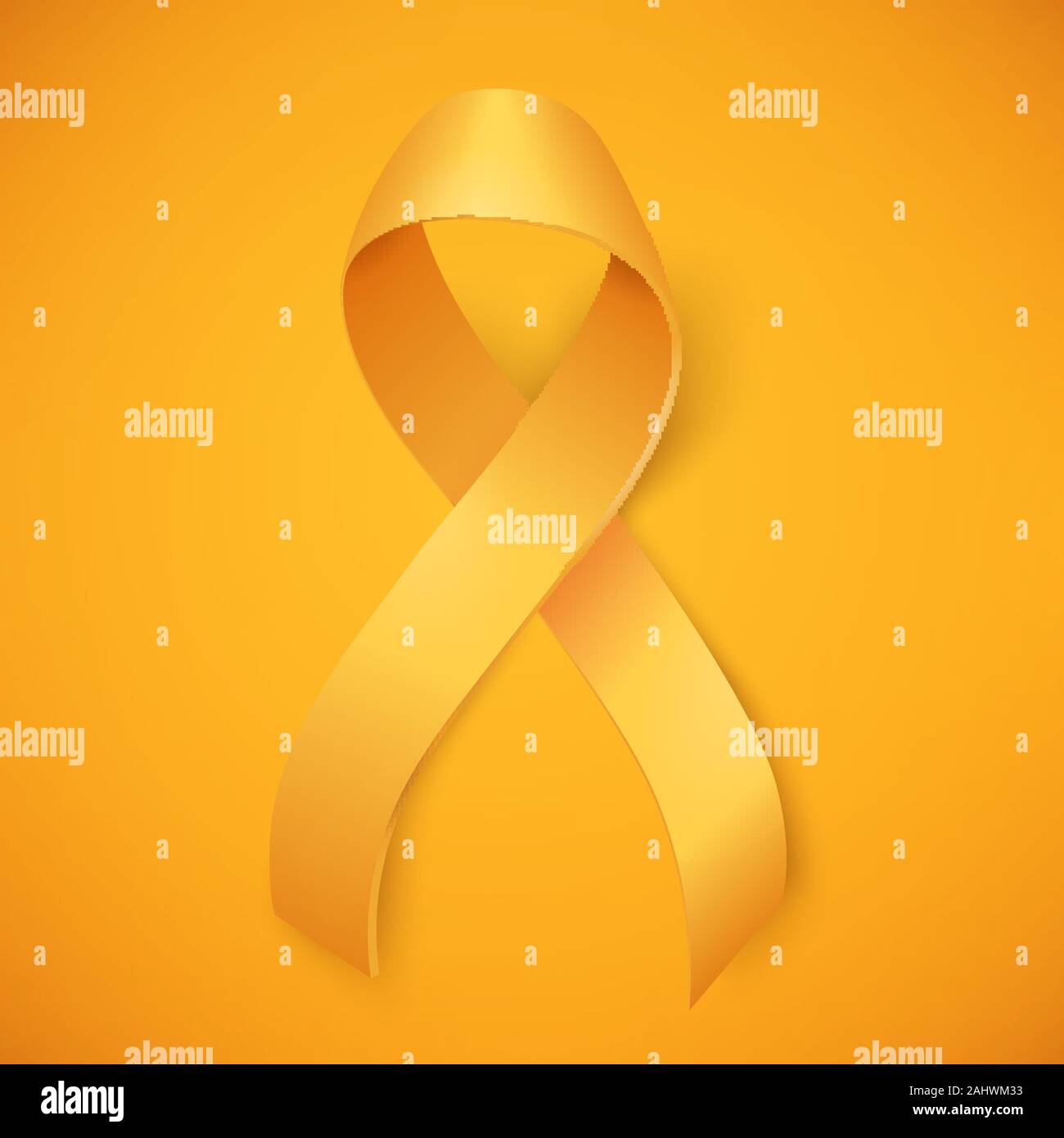 Realistic gold ribbon, childhood cancer awareness symbol, vector ...