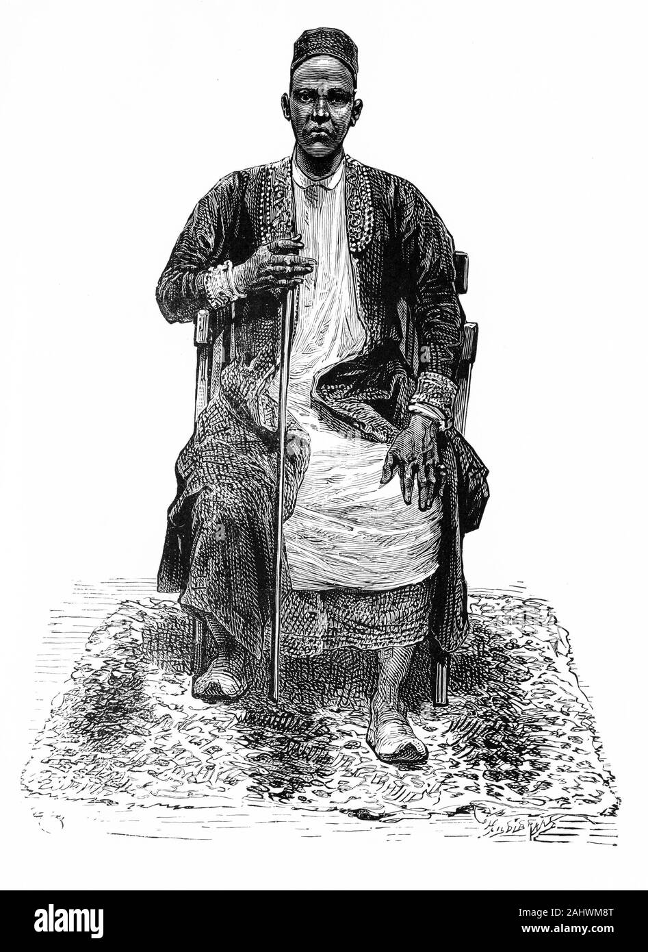 Engraving of Muteesa I Mukaabya Walugembe Kayiira (1837 – 1884) the ...