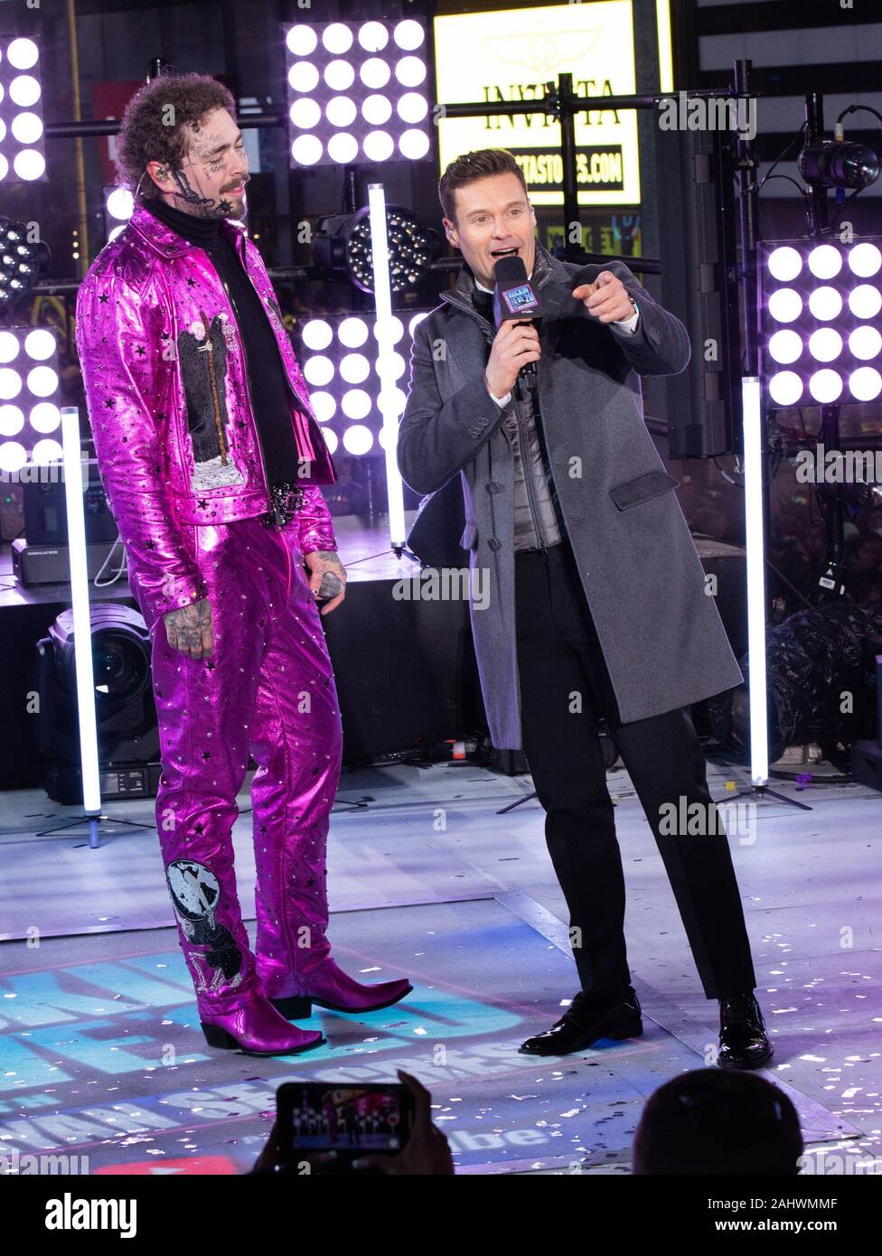 New York, NY, USA. 31st Dec, 2019. Post Malone, Ryan Seacrest in ...