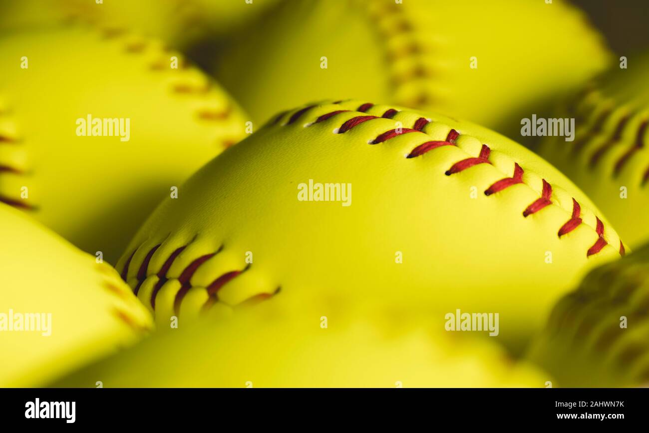 fastpitch softball balls close up with nobody Stock Photo - Alamy