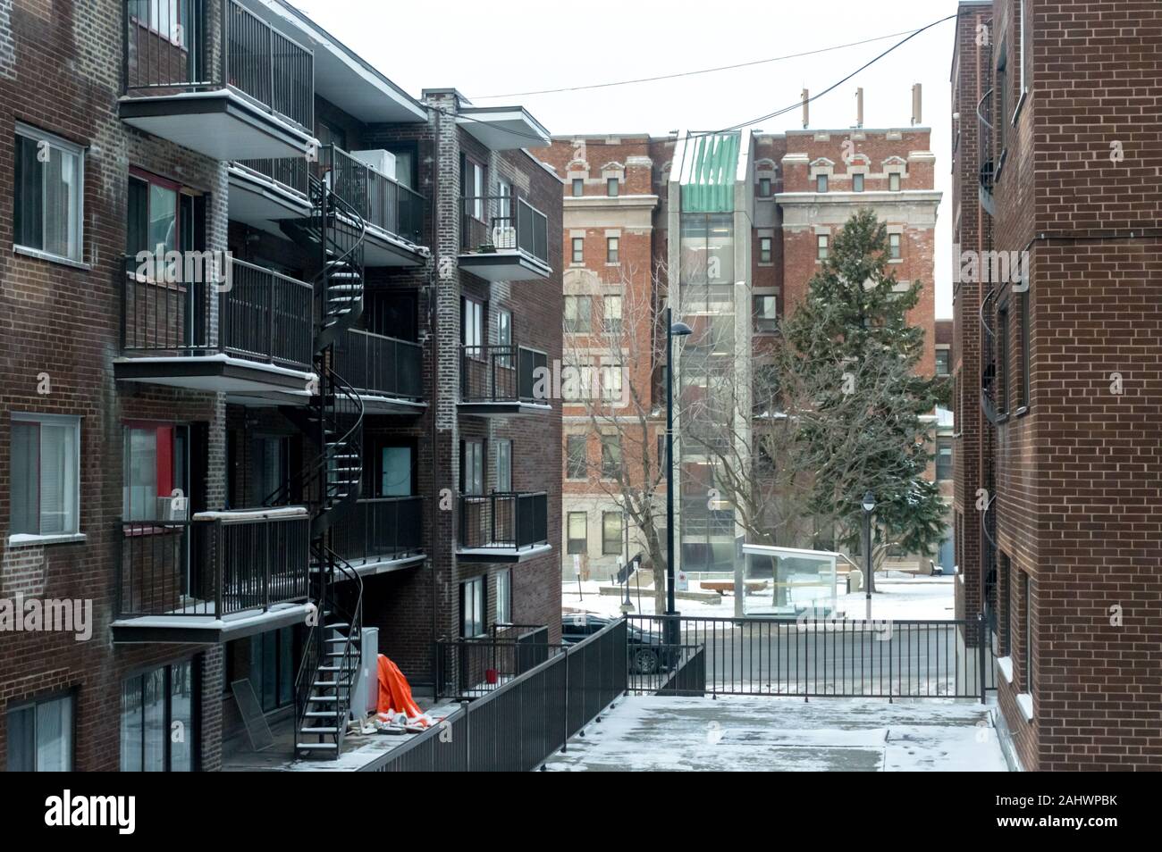 Modern and old condo buildings in Montreal, Canada Stock Photo - Alamy