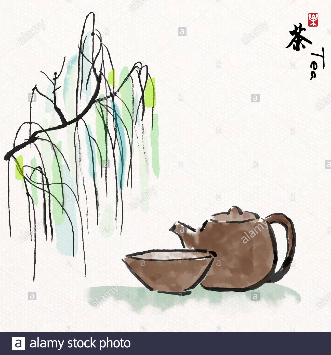 Chinese Illustration With Tea High Resolution Stock Photography and ...