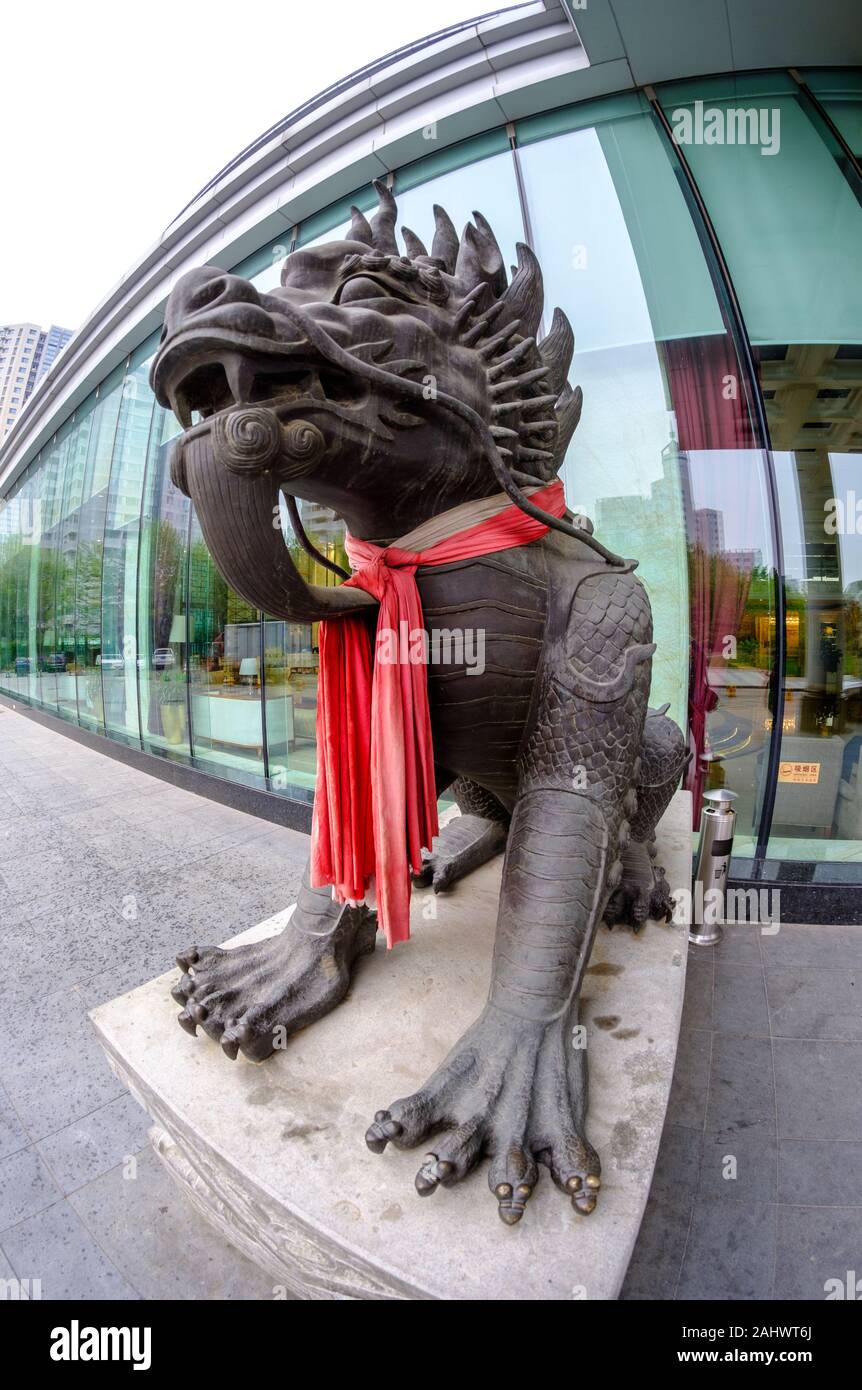Dragon at entrance to Liaoning International Hotel, 2-A Fourth Ring ...