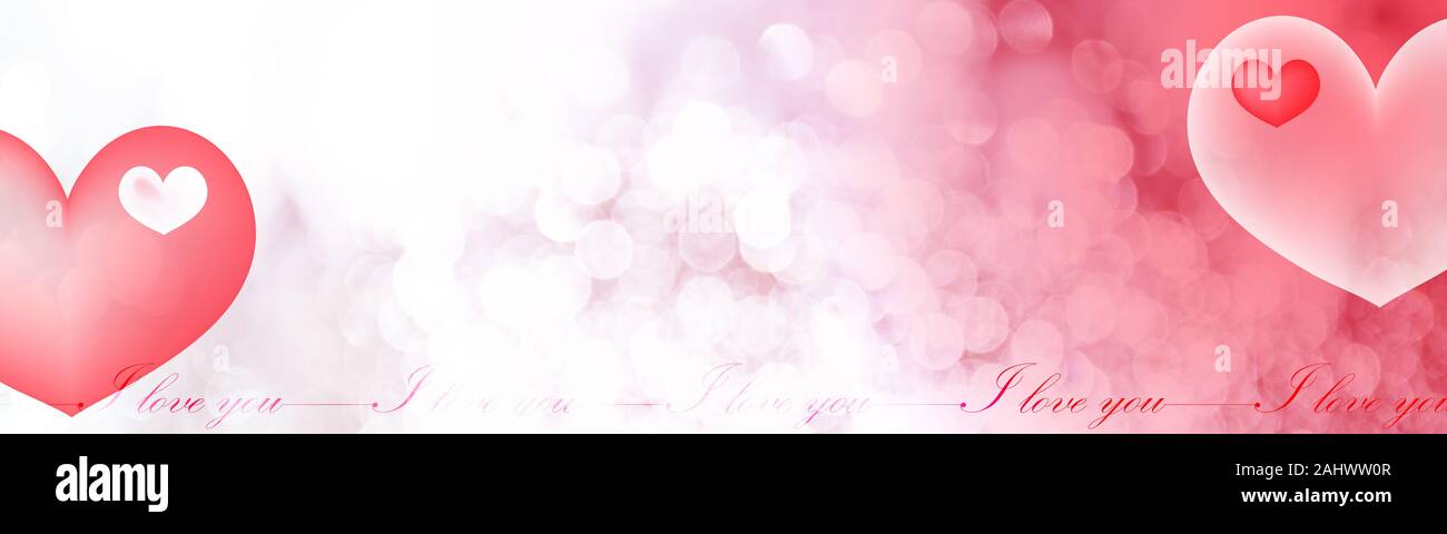 Abstract illustration, colorful background with heart elements. Glowing ...