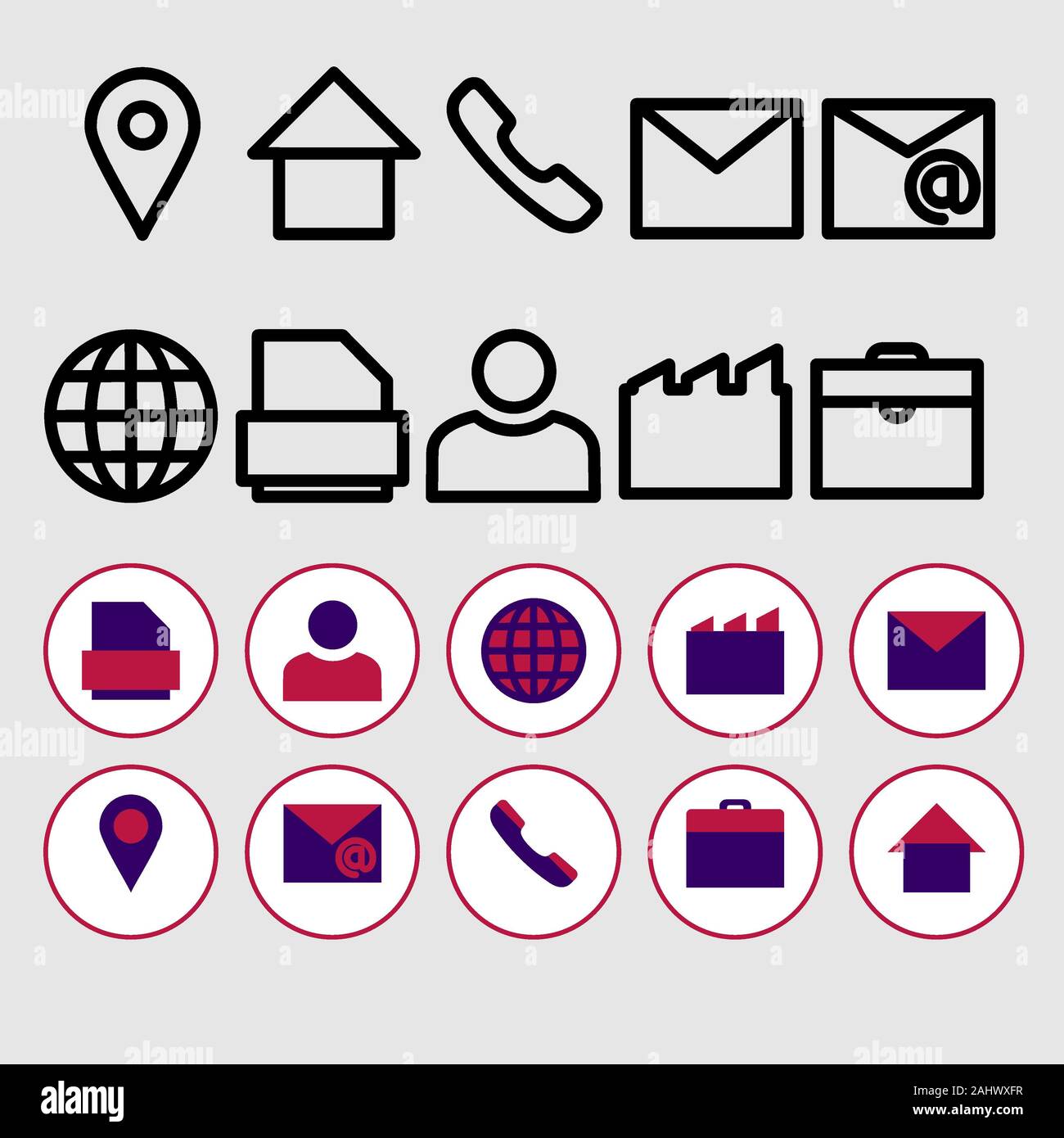 Phone house email icon vector hi-res stock photography and images - Alamy