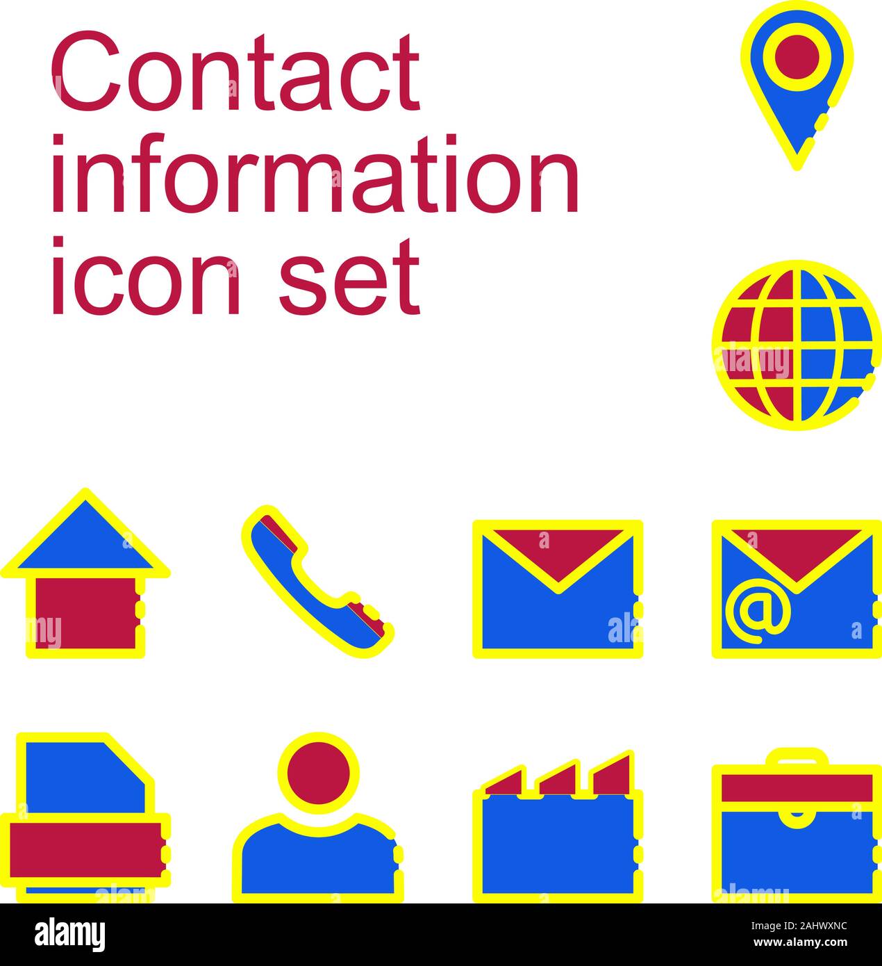 A set of Contact information Icons. Buttons vector icon set ...