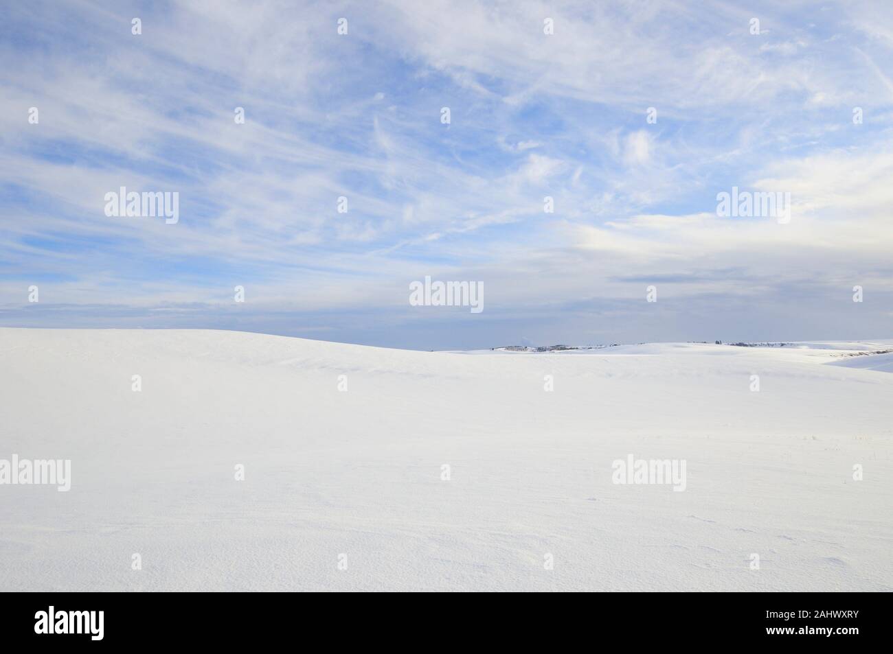 Fresh Snow and Cirrus Clouds Over the Palouse in Idaho Stock Photo - Alamy