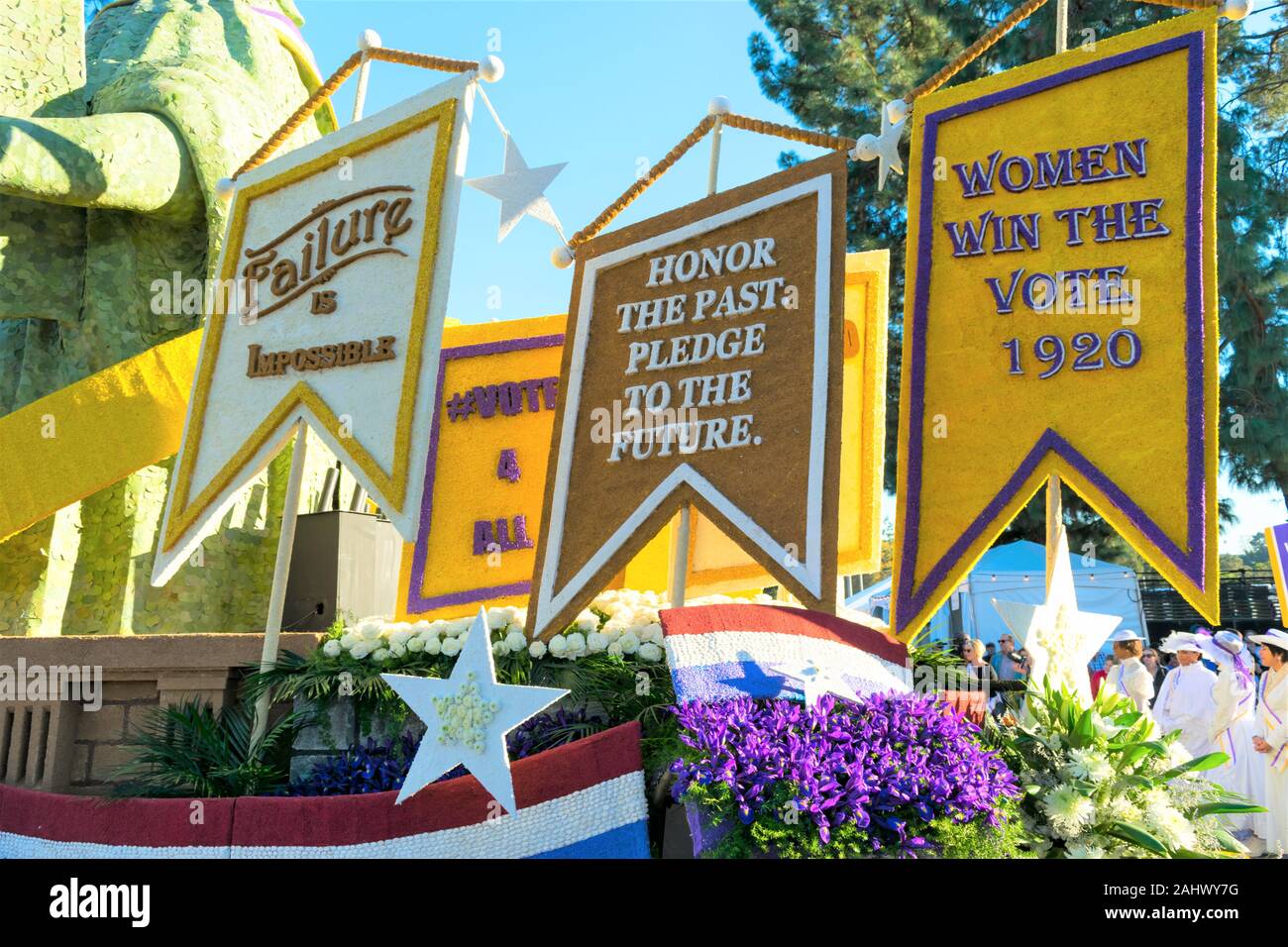 Women's Suffrage Centennial Float displays inspirational banners at ...
