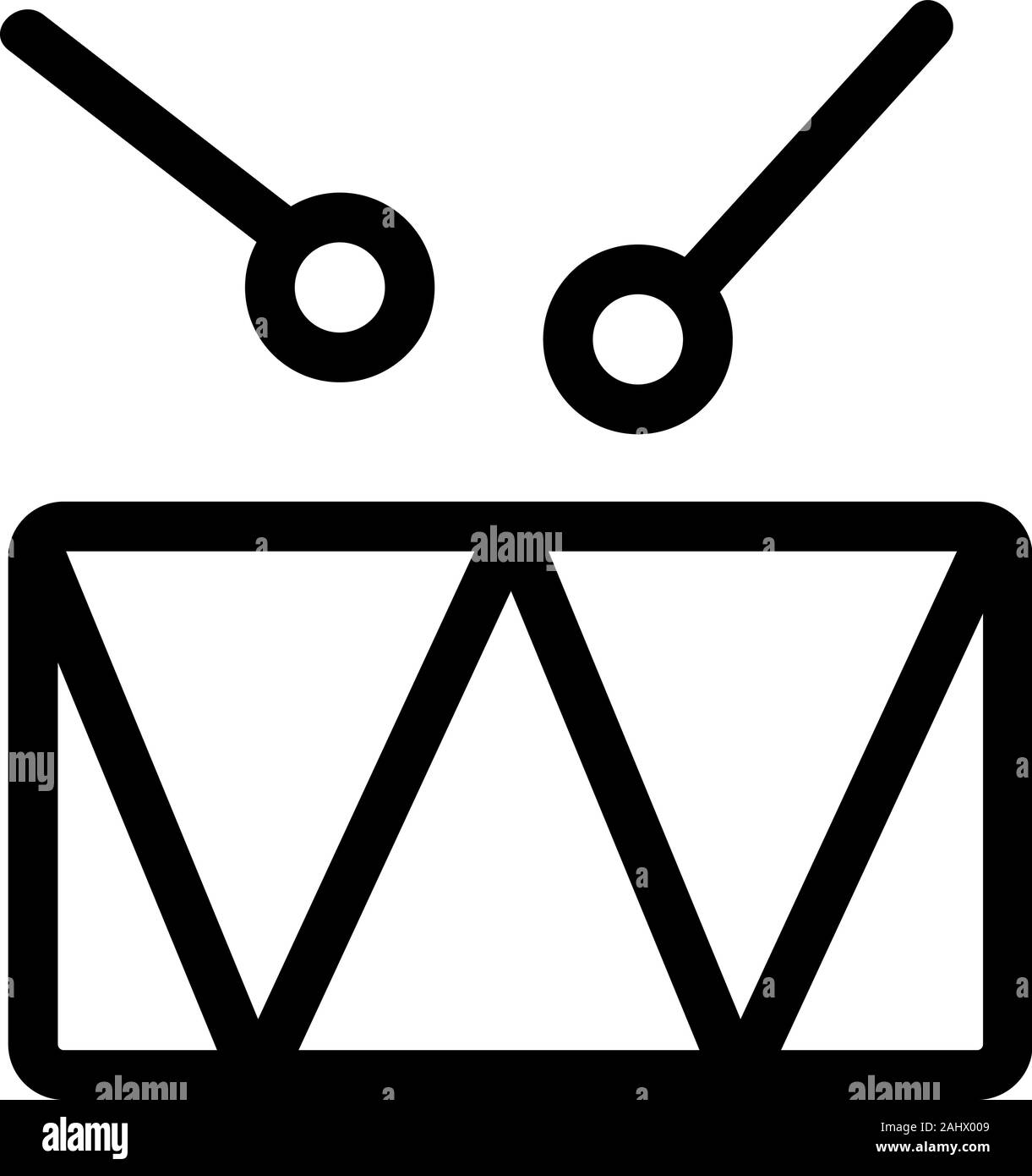 Drum with stick icon vector. Isolated contour symbol illustration Stock ...