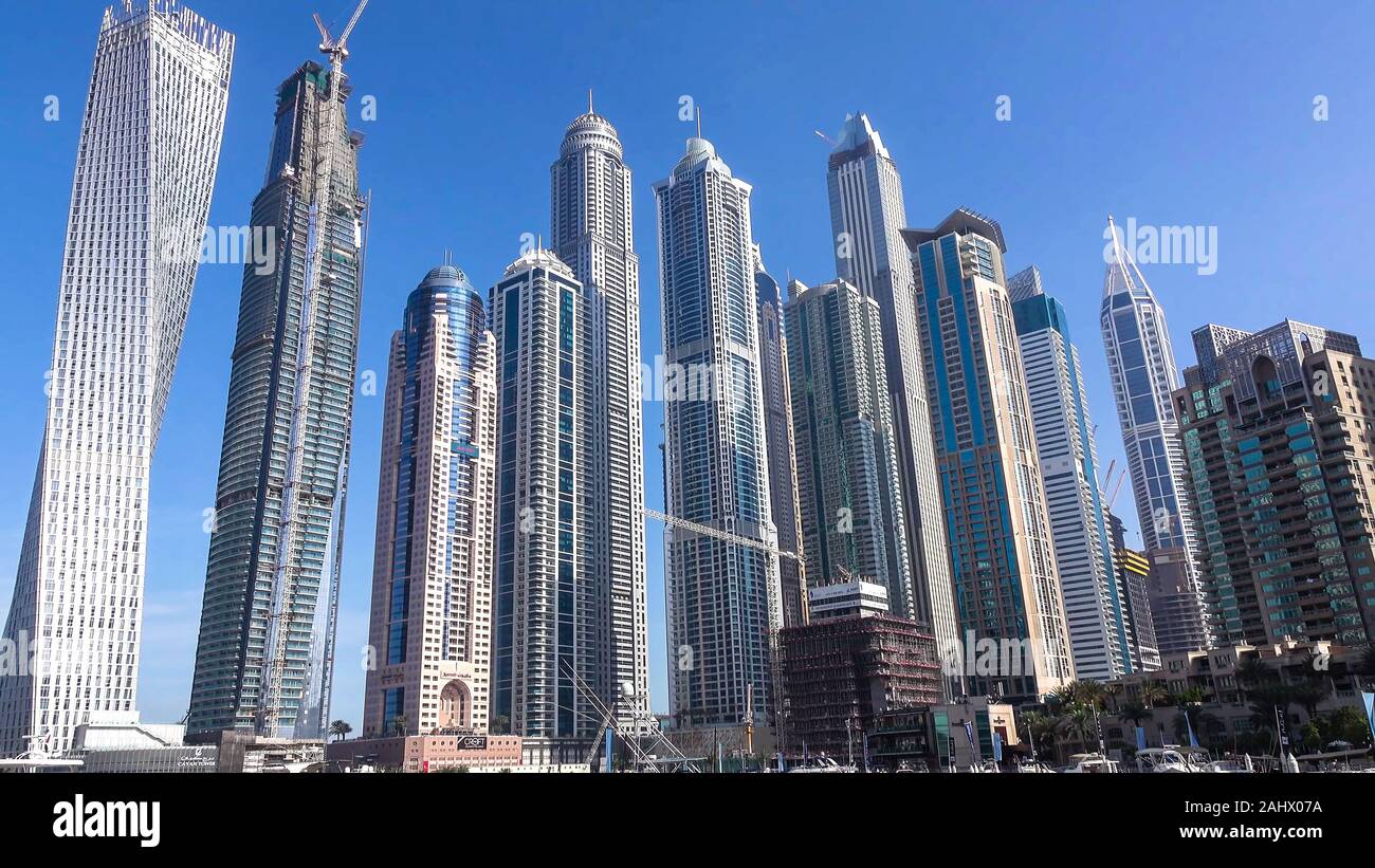 Dubai skyscrapers. Dubai Marina panoramic view, skyline, cityscape ...