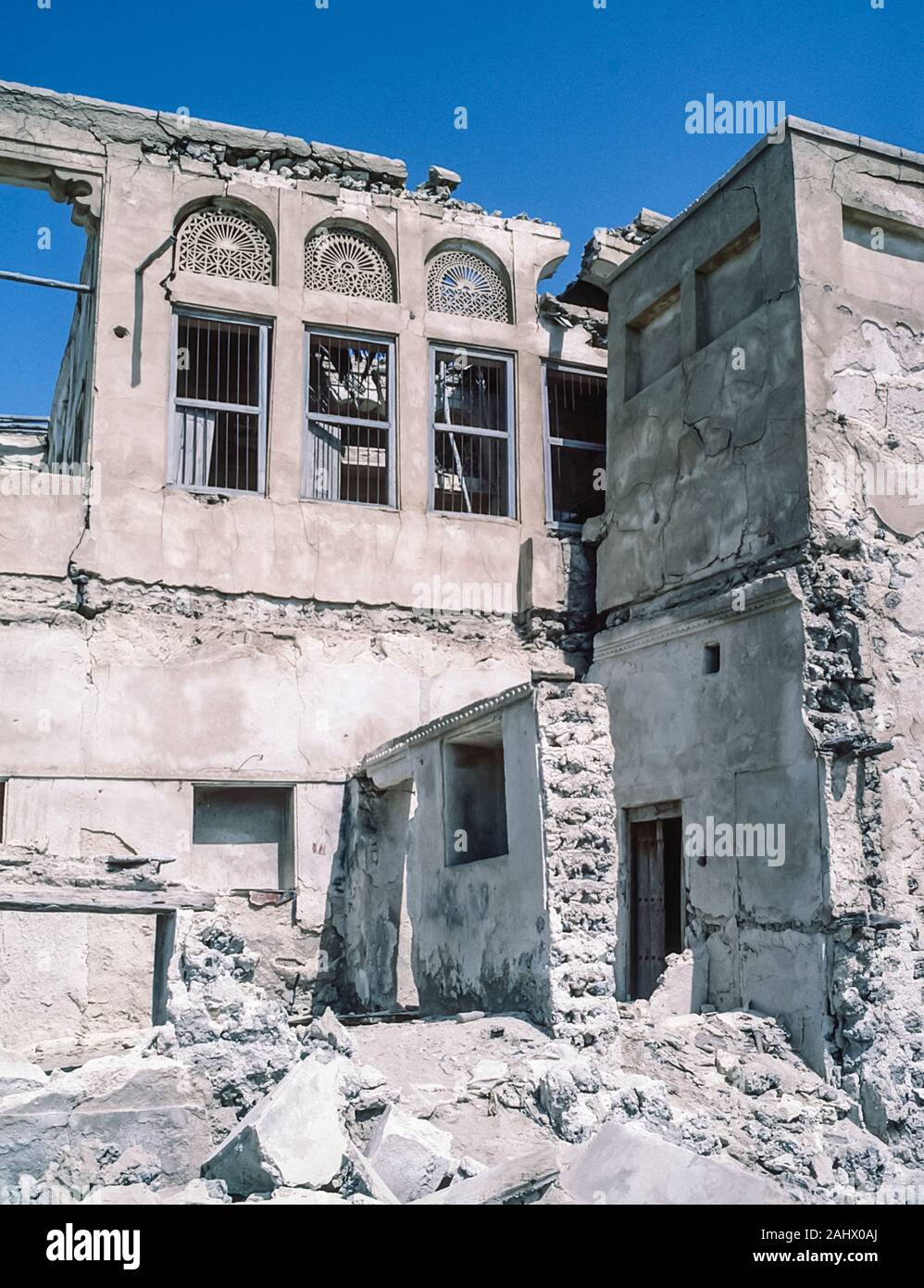 Scenes of Old Dubai with the abandoned dilapidated ruins of Shindagha ...
