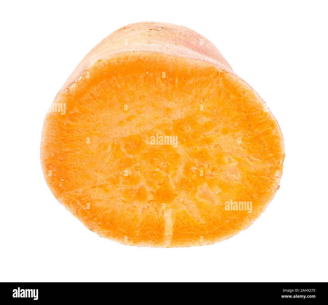 cross section of raw sweet potato (ipomoea batatas, batata) tuber ...