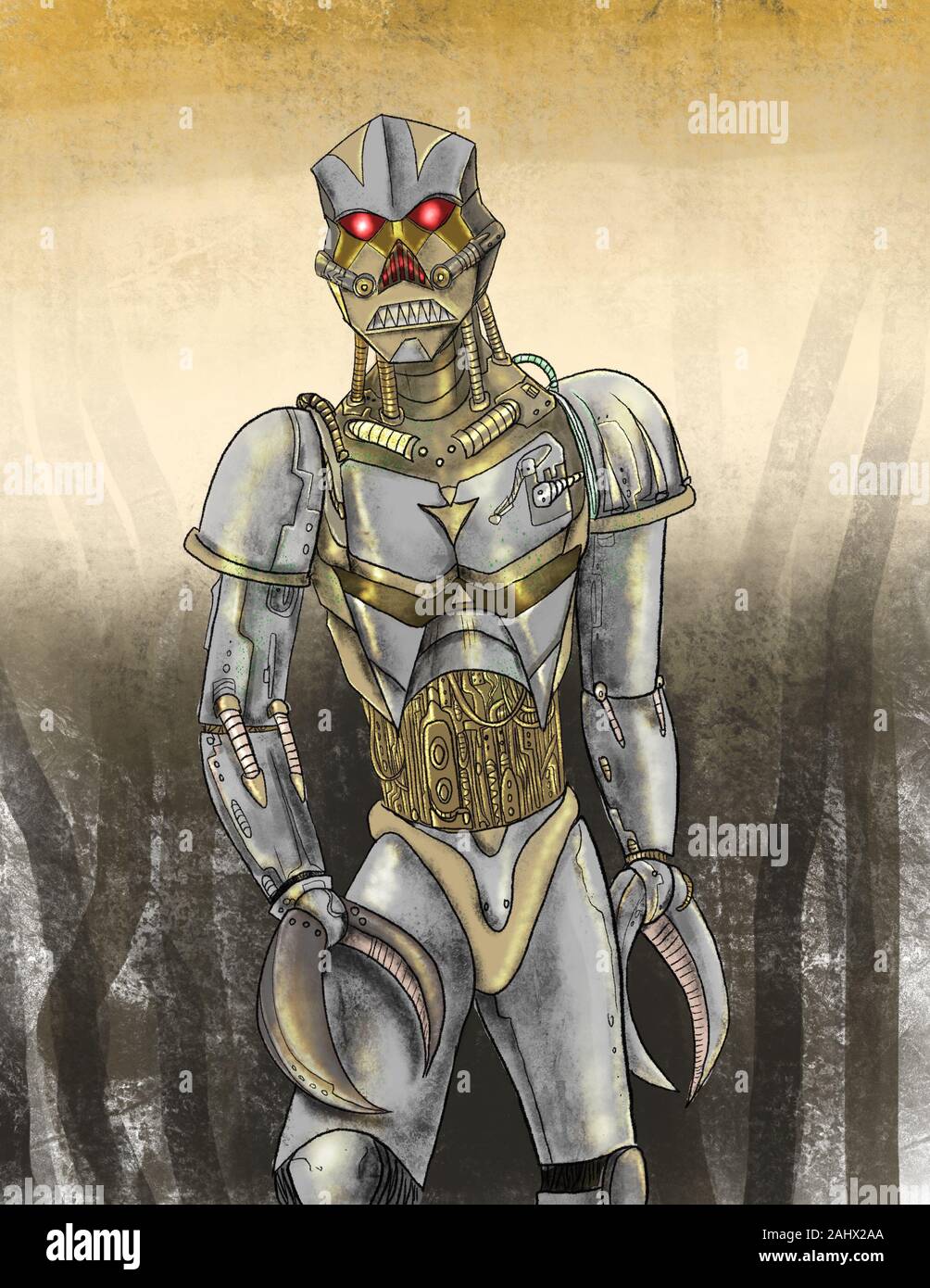 A illustration of an evil clawed robotic android overlord robot ...