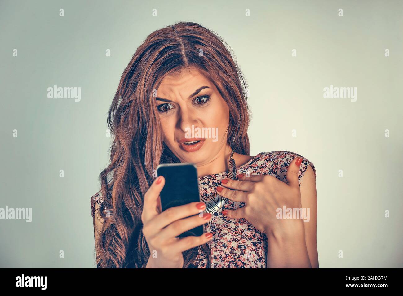 Young woman annoyed text hi-res stock photography and images - Alamy
