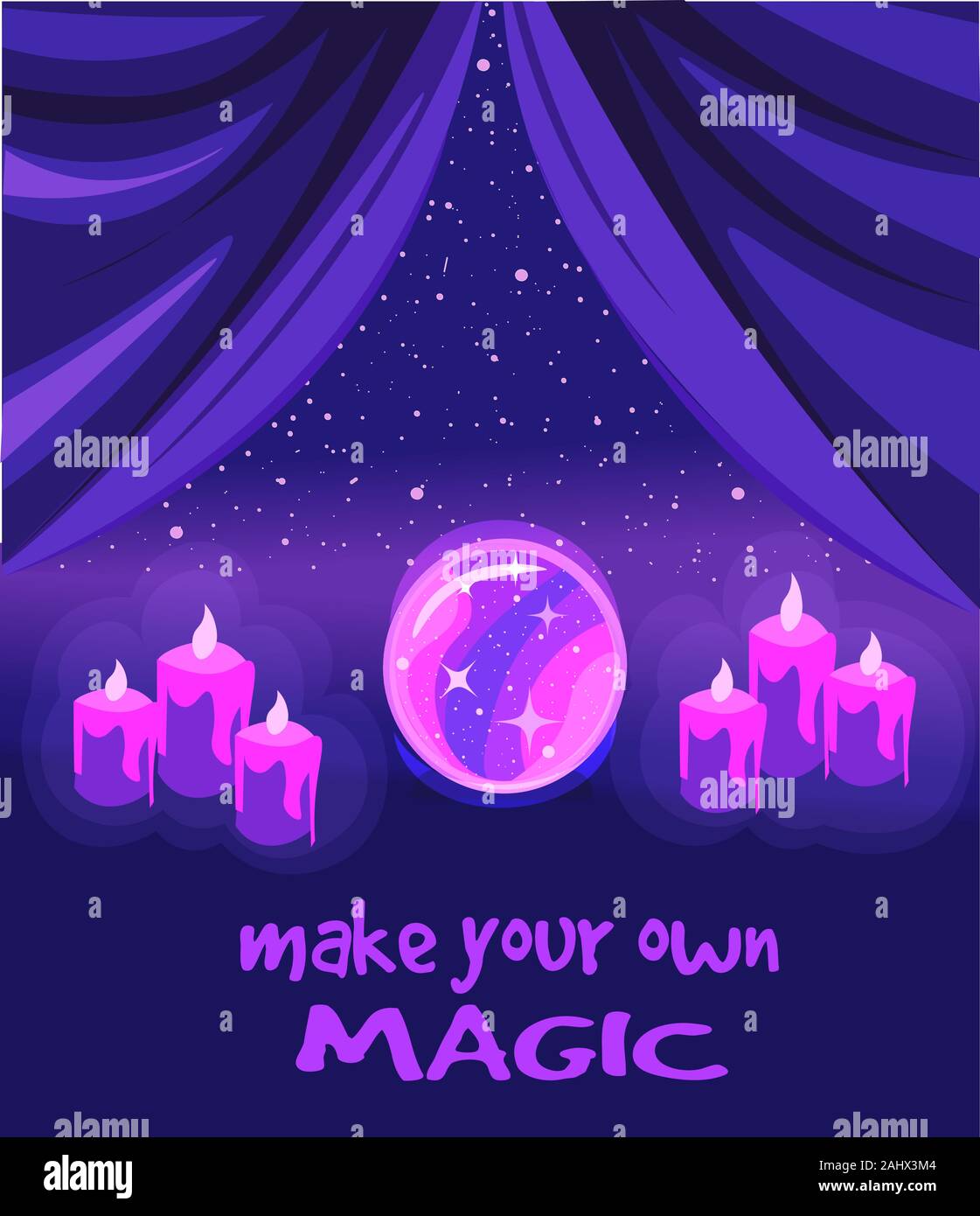 Make your own magic - violet poster about fortune telling. Crystal ball ...