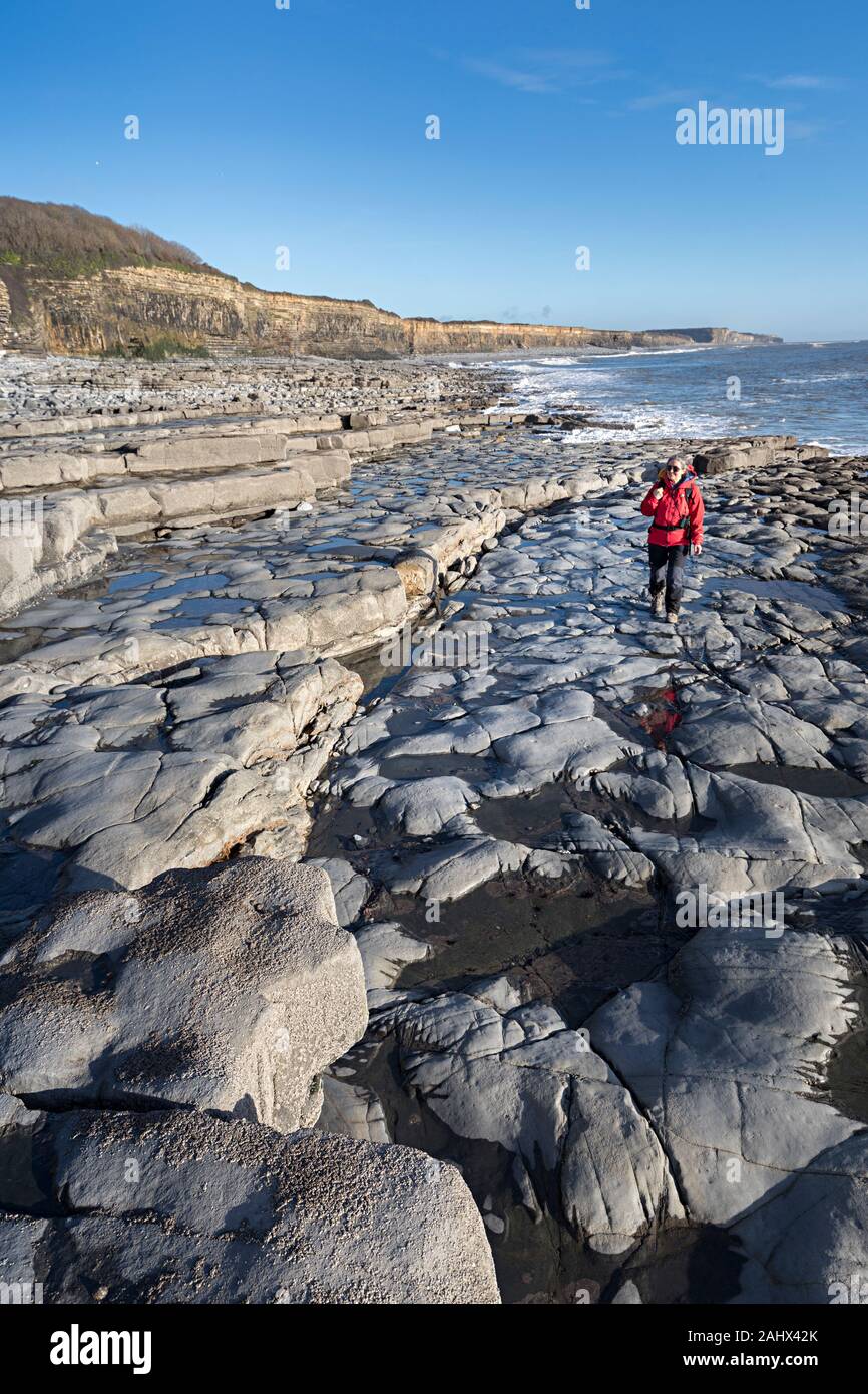 Beach at St Donats on the Glamorgan Heritage Coast walk, Wales, UK ...