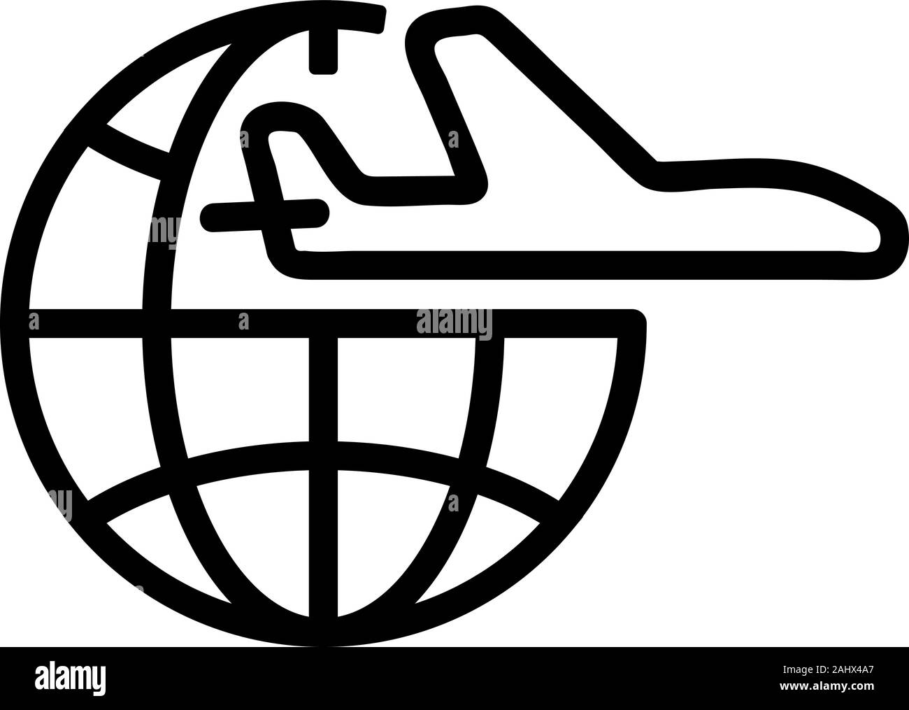 plane and earth icon vector. Isolated contour symbol illustration Stock ...