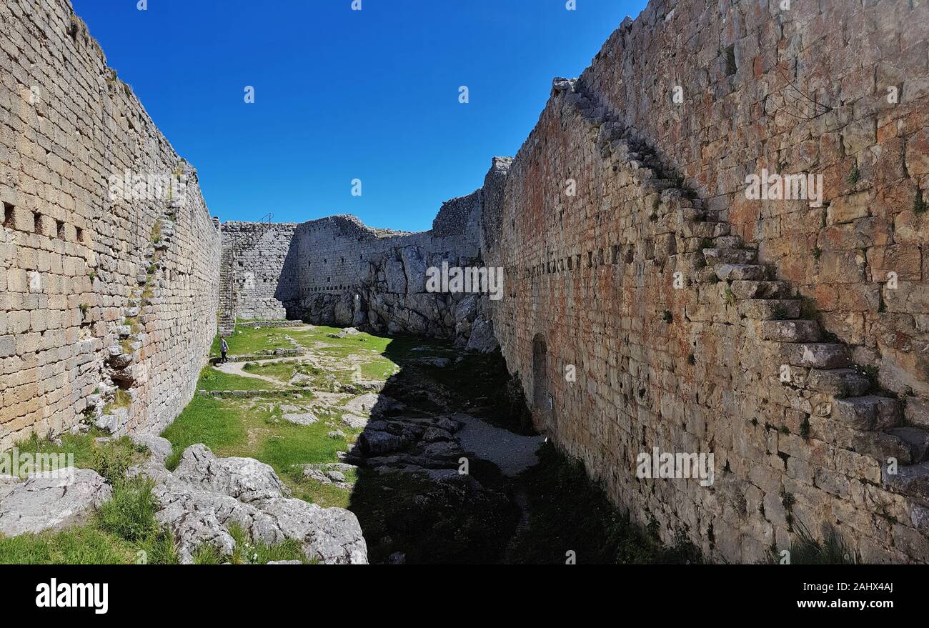 Ruins of fortress Montsegur from inside out Stock Photo - Alamy