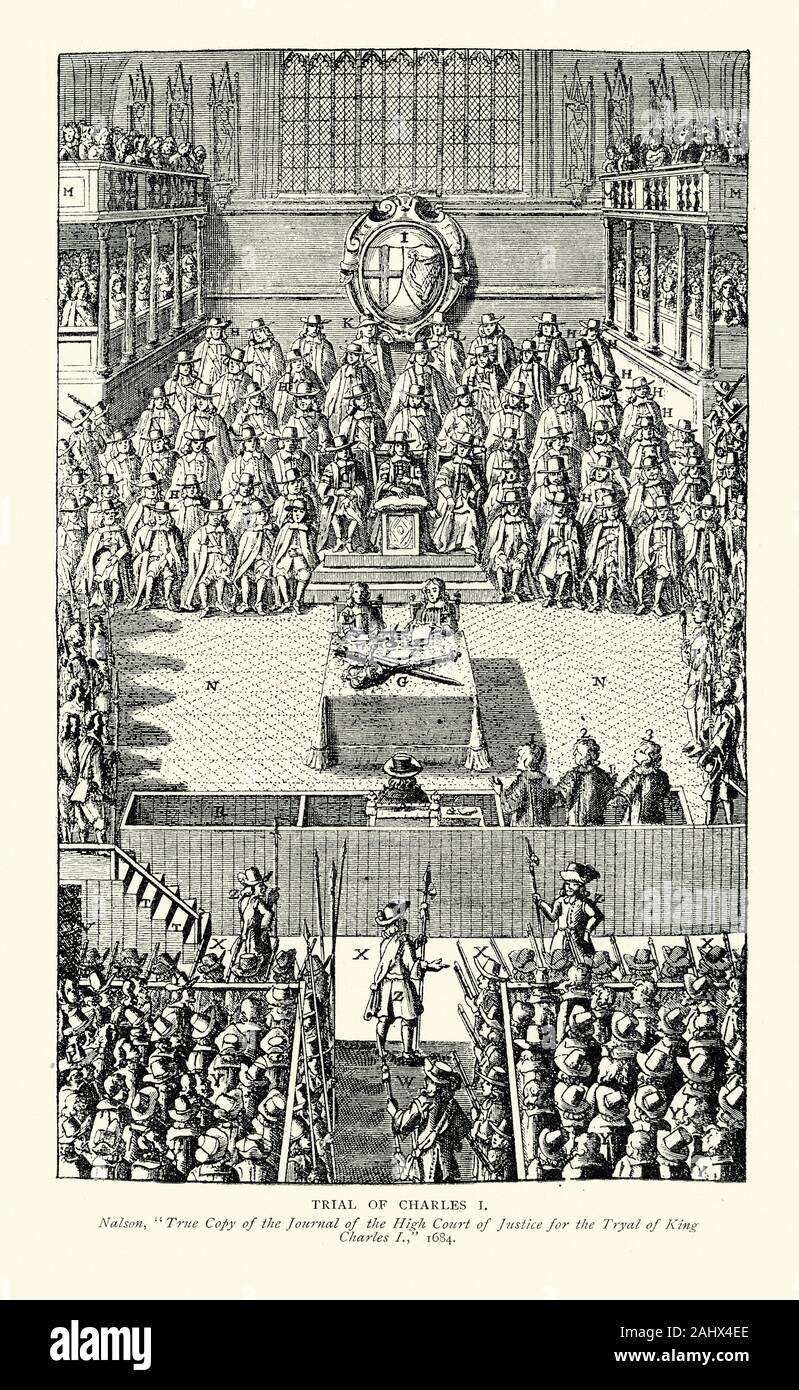 Charles i trial engraving hi-res stock photography and images - Alamy