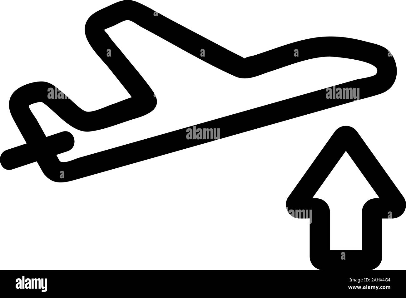 The take-off of the plane is an icon vector. Isolated contour symbol ...