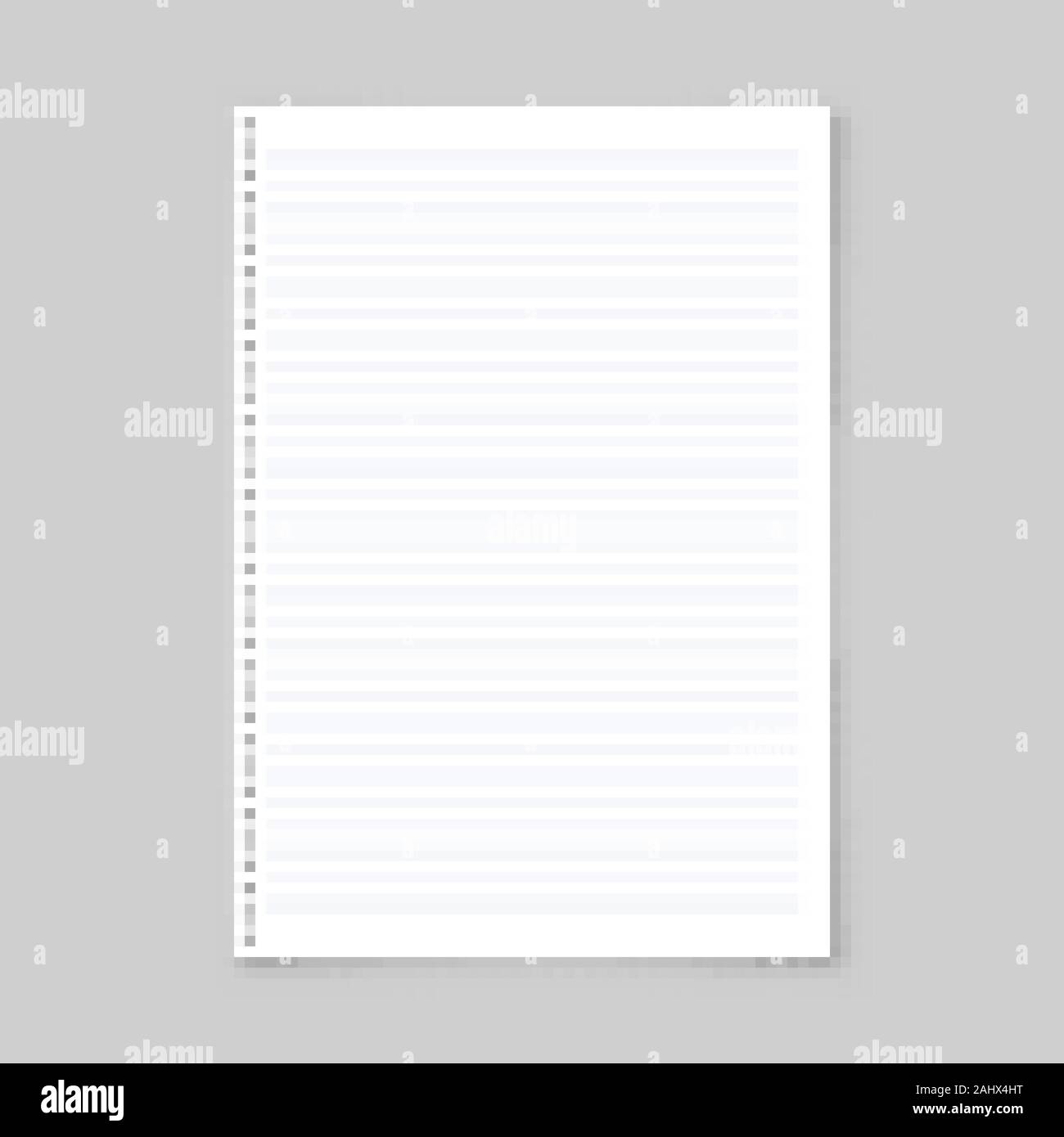 Realistic blank lined paper sheet with shadow in A4 format isolated on ...