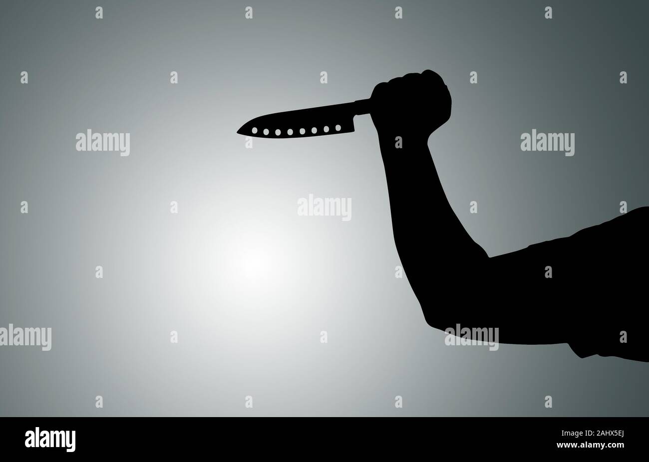 Shadow in the form of hands with a knife on a white background Stock ...