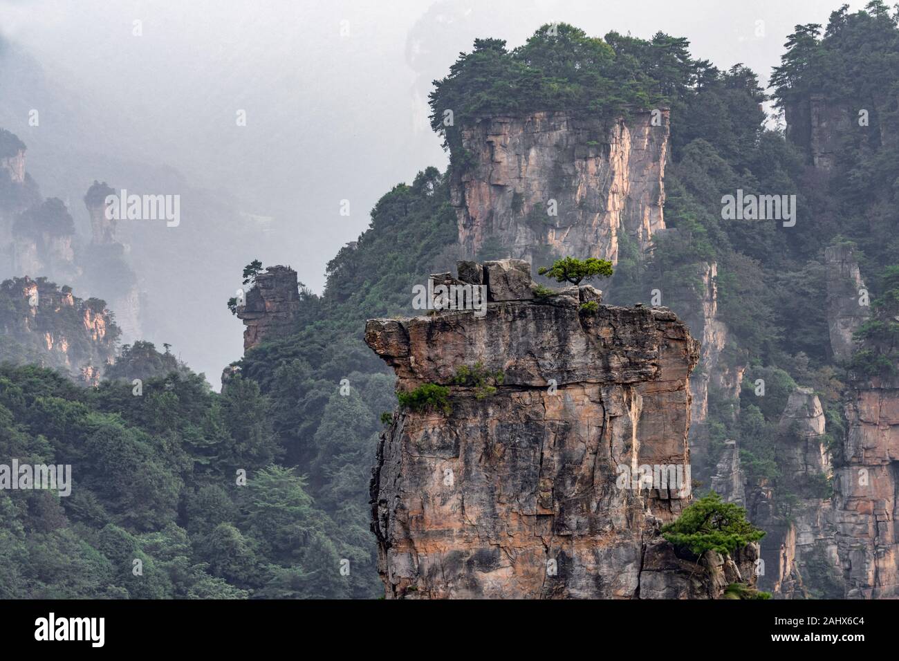 Landscape of Zhangiajie National Park in thick pollution, Hunnan ...
