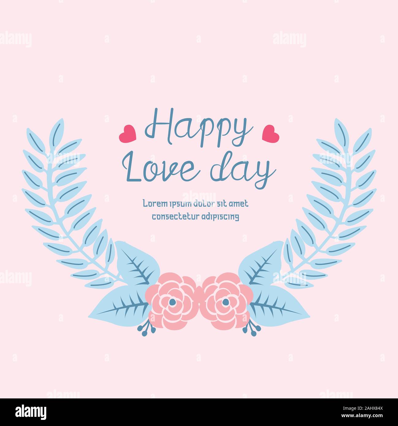 Unique Shape of happy love day greeting card, with beautiful leaf and ...
