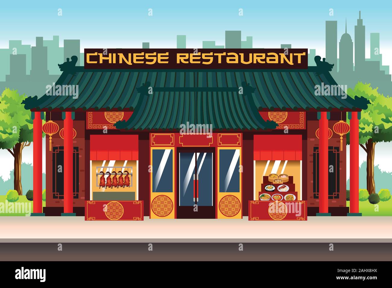 A vector illustration of Chinese Restaurant Stock Vector Image & Art ...
