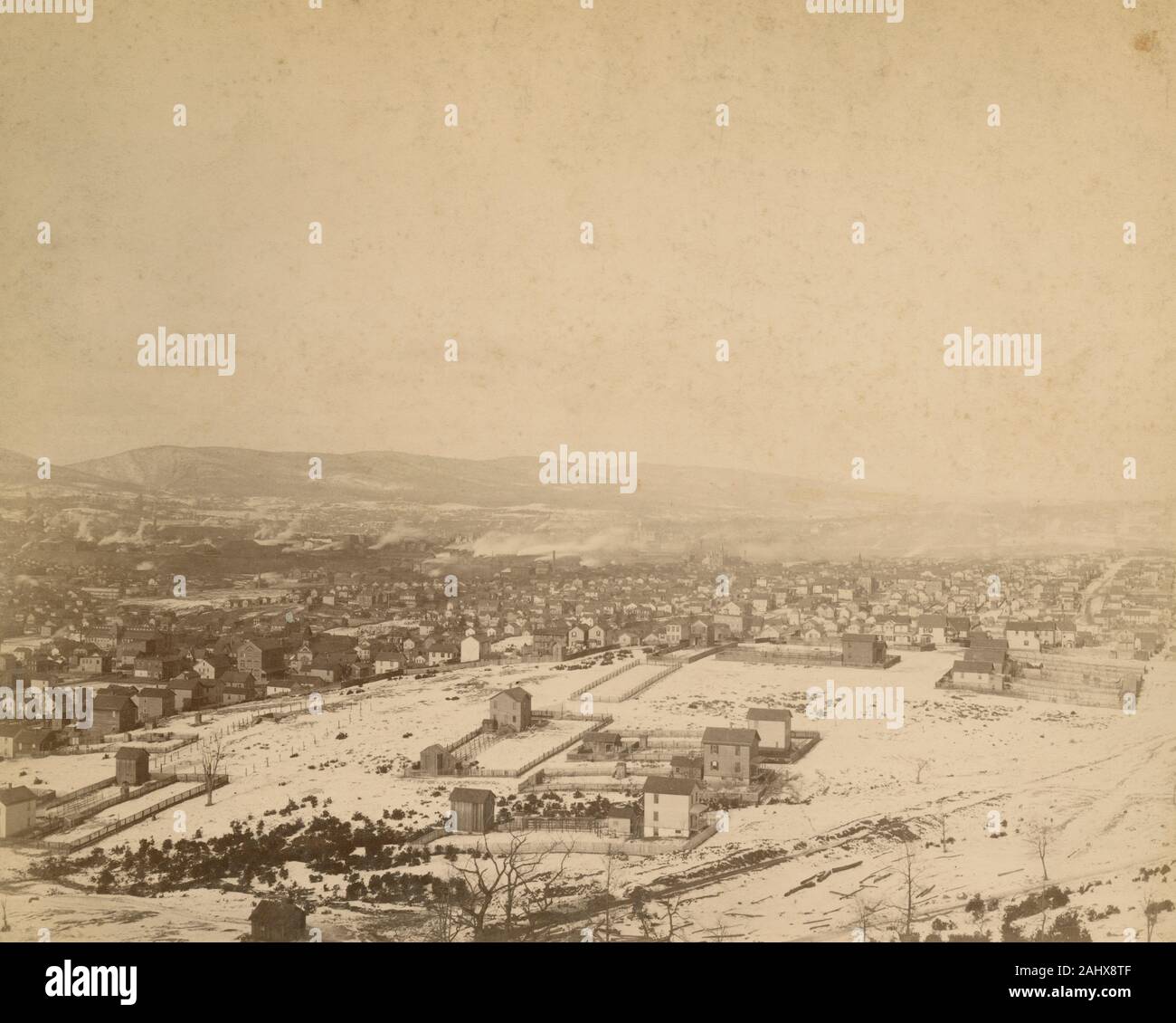 Antique c1890 photograph, bird’s eye view of Scranton, Pennsylvania ...