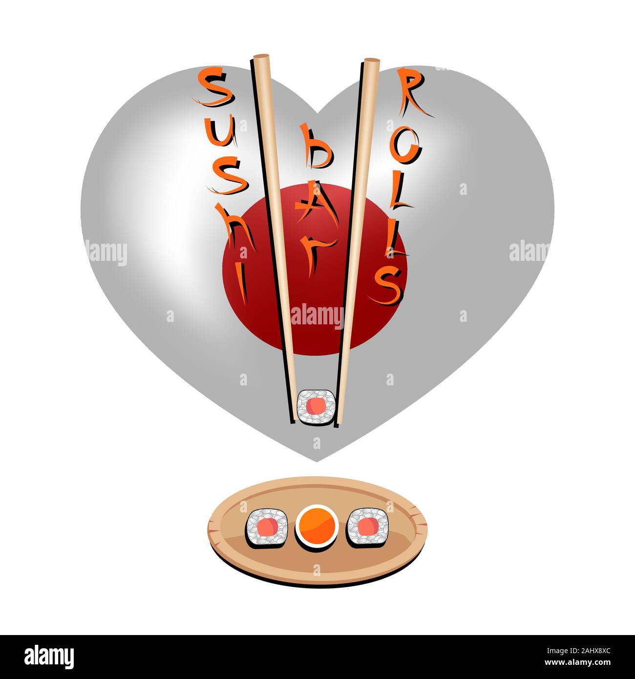 sushi rolls bar logo with Japanese flag. vector illustration Stock ...