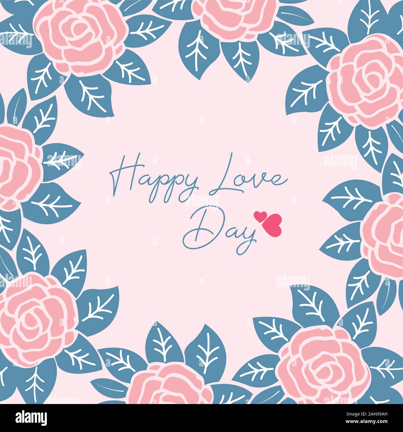 Beautiful wreath frame, for romantic happy love day greeting card ...