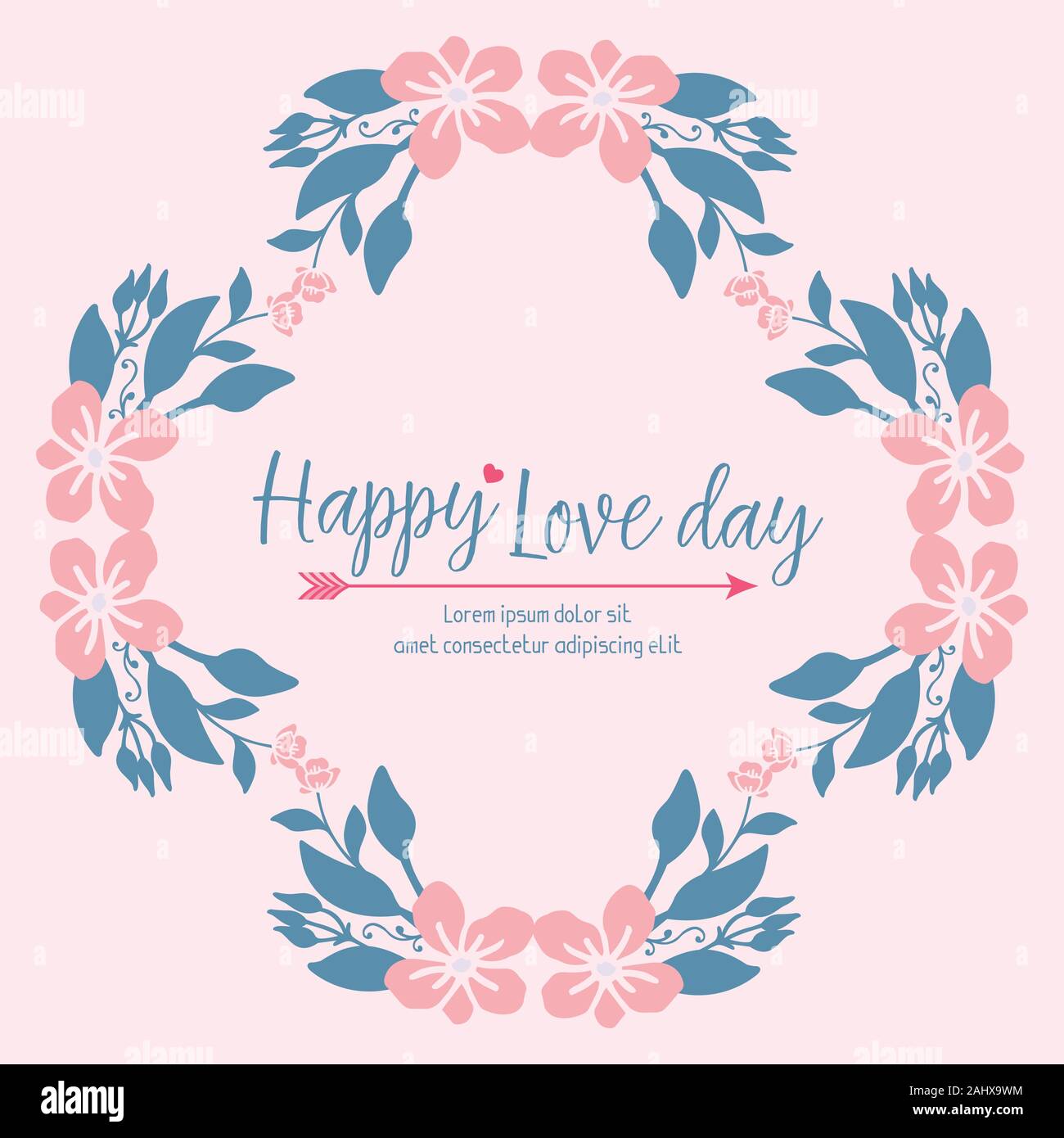 Template for happy love day greeting card design, with beautiful of ...