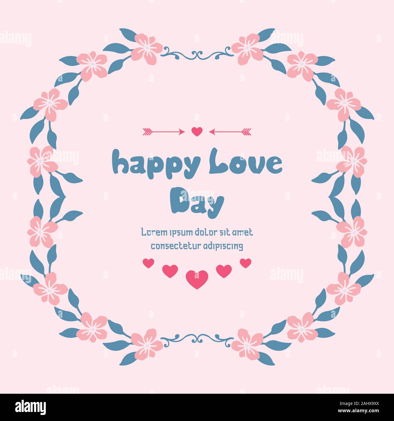 Template for happy love day greeting card design, with beautiful of ...
