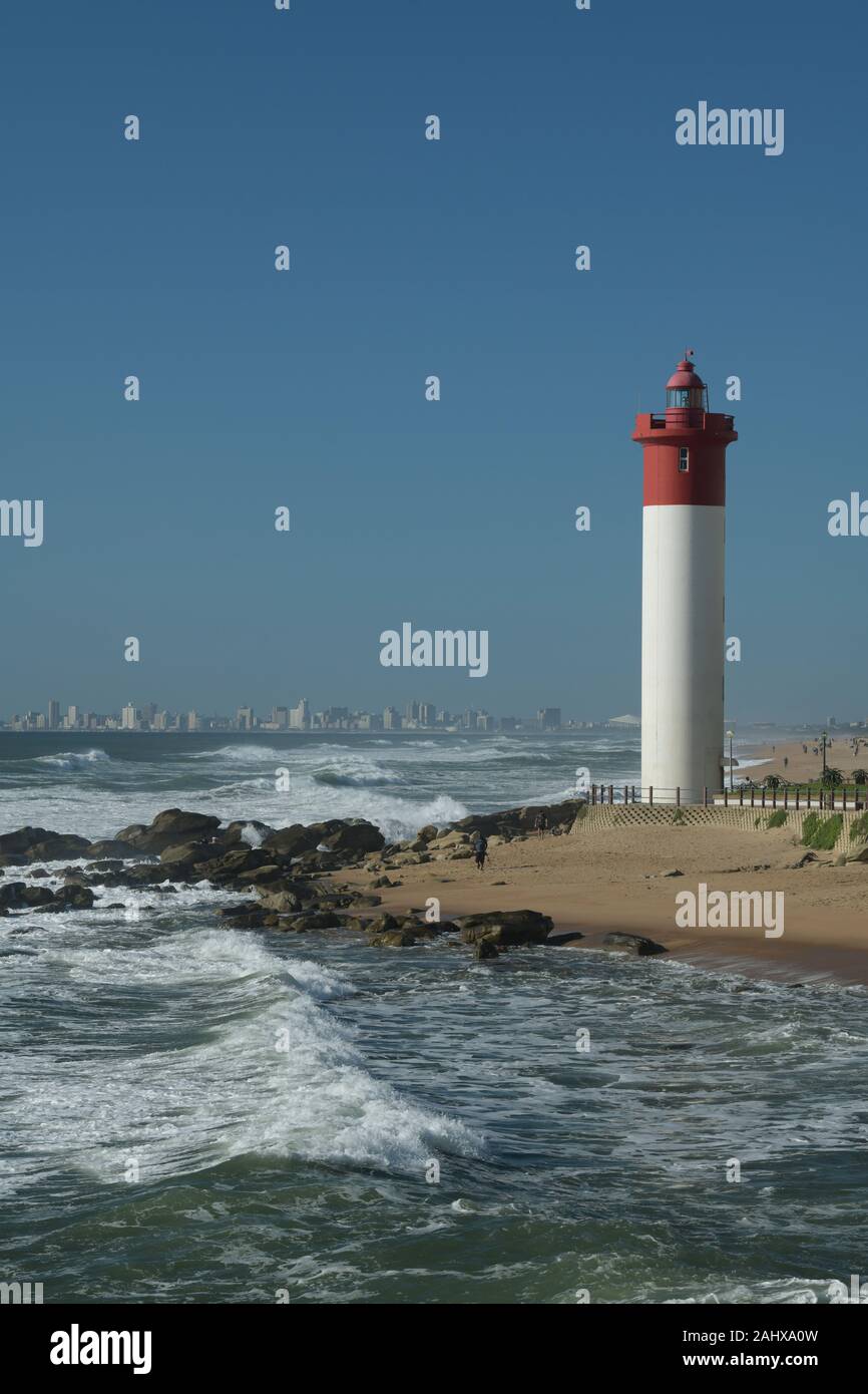 Durban, KwaZulu-Natal, South Africa, landscape, people on beach at ...