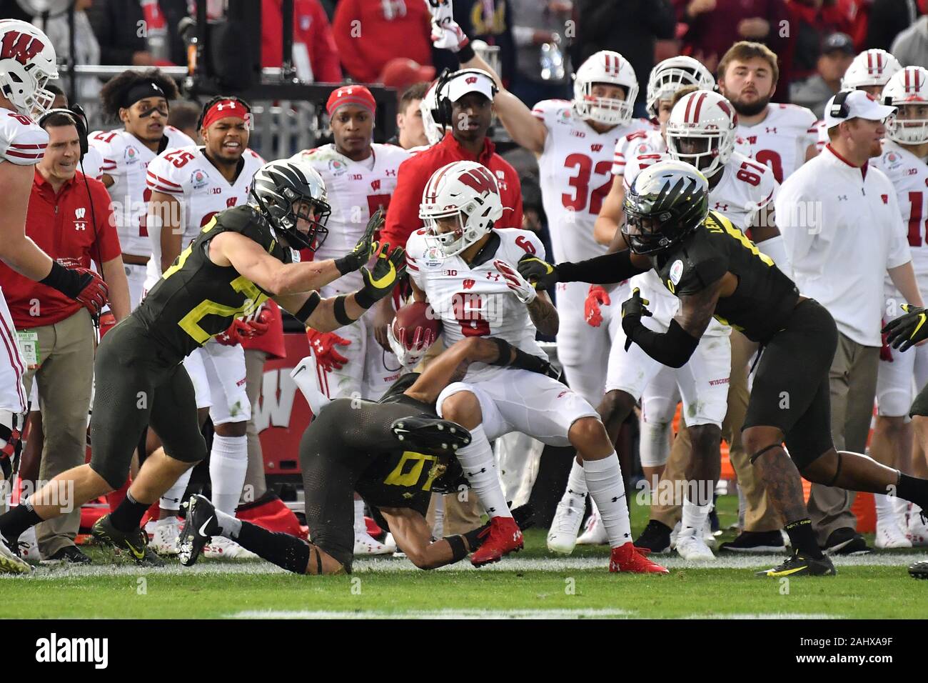 Pasadena, CA. 1st Jan, 2020. Wisconsin Badgers wide receiver Danny ...