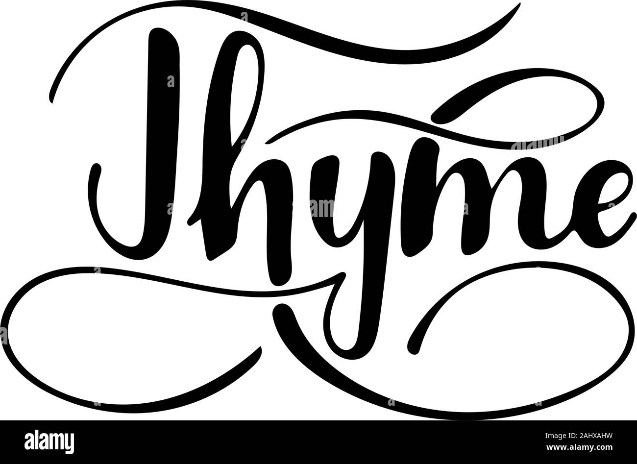 Vector hand written thyme text isolated on white background. Kitchen ...