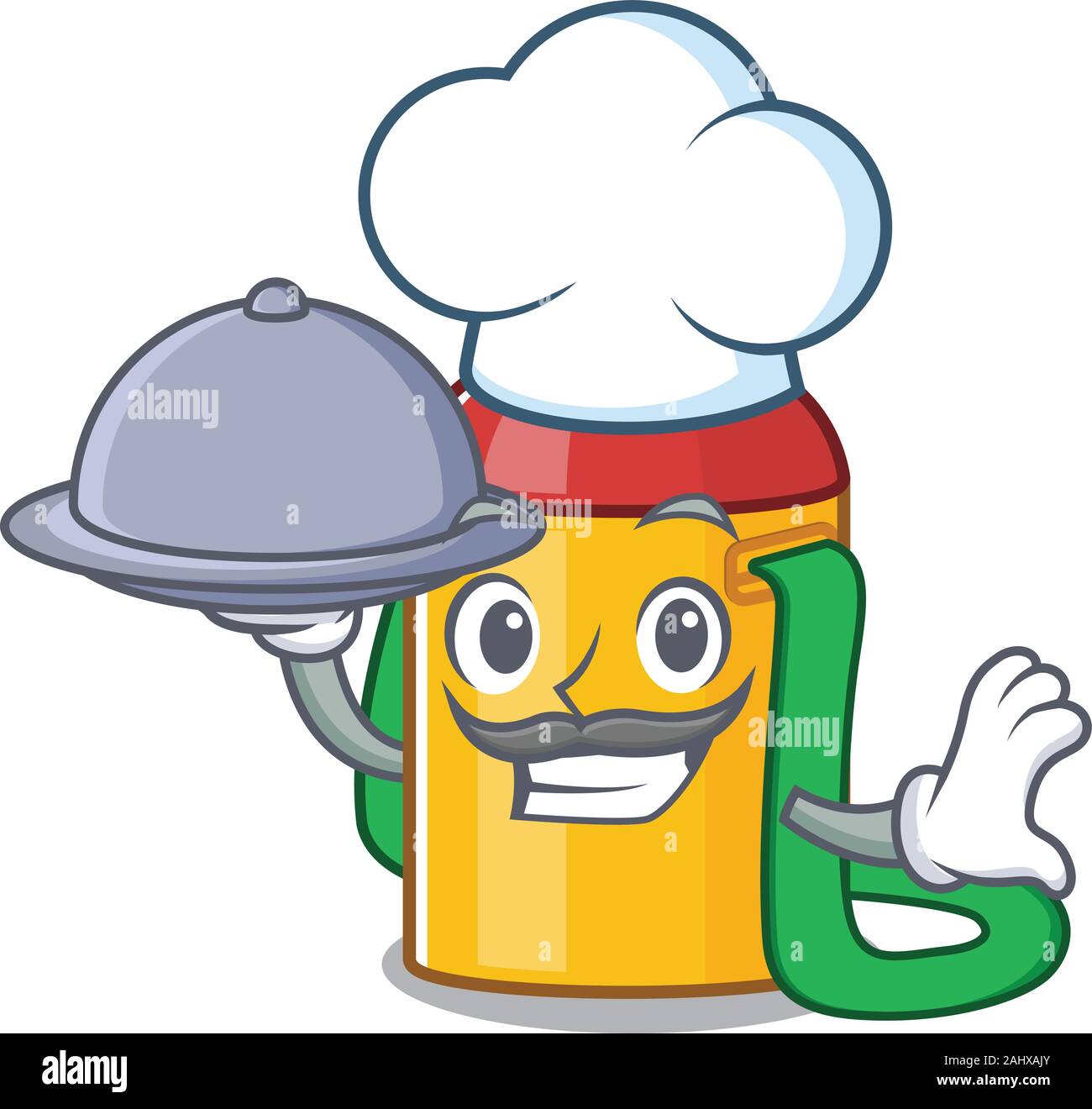 cartoon design kids water bottle Scroll as a Chef with food on tray ...